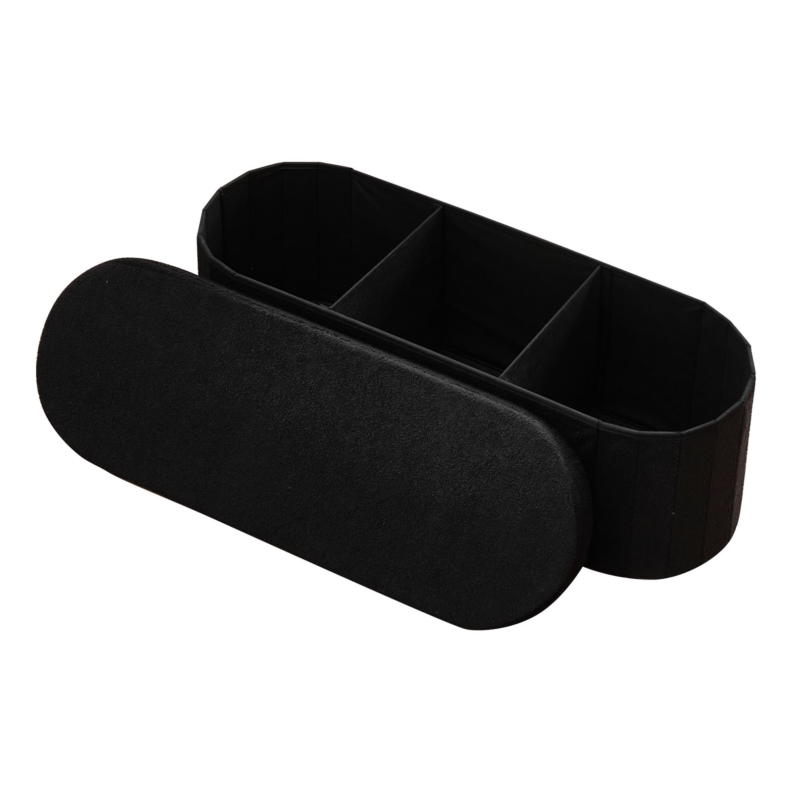 VEVOR Oval Storage Ottoman Bench, Foldable Teddy Fleece End of Bed ...
