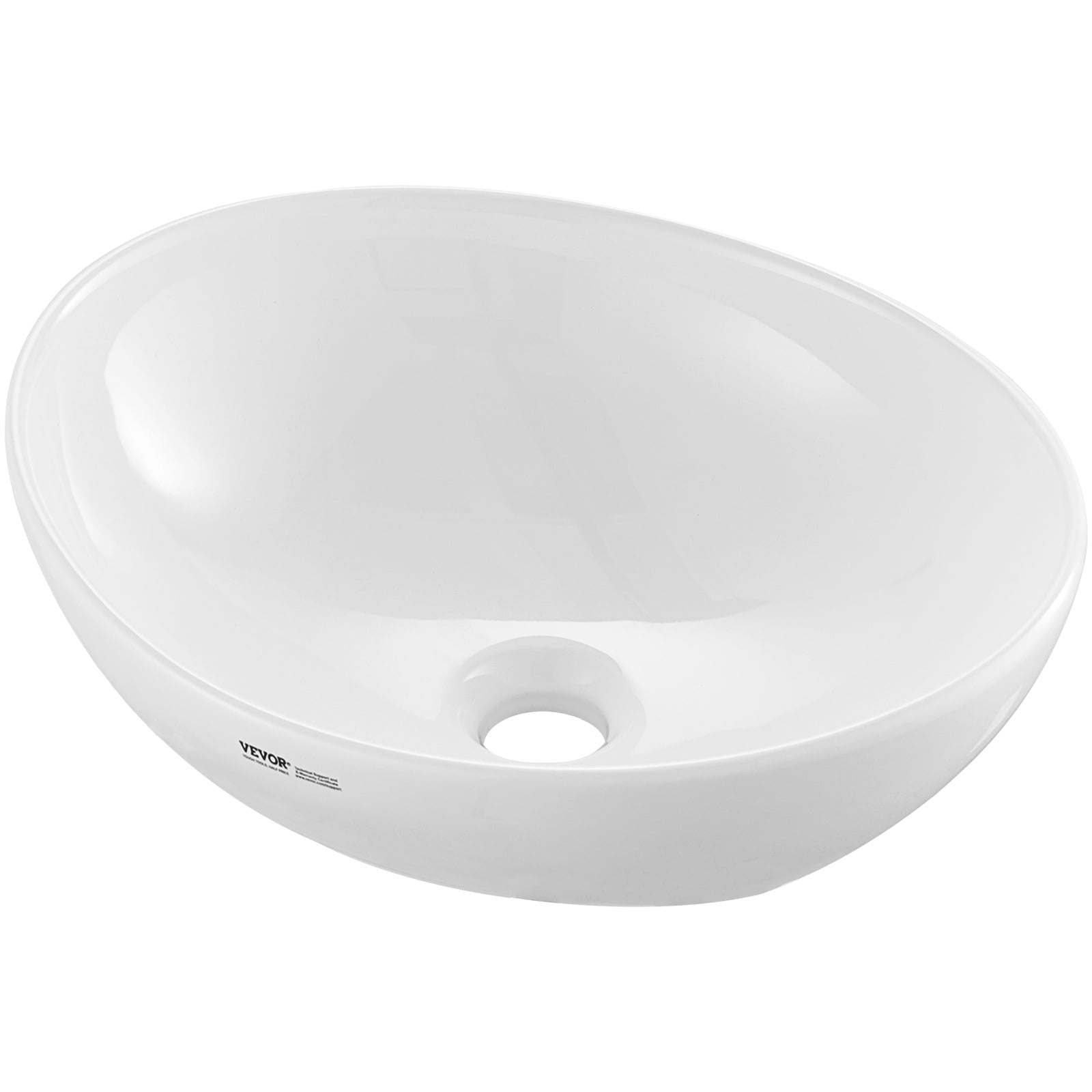 VEVOR Oval Vessel Sink, 16" x 13.4" Bathroom Vessel Sink Bowl ...