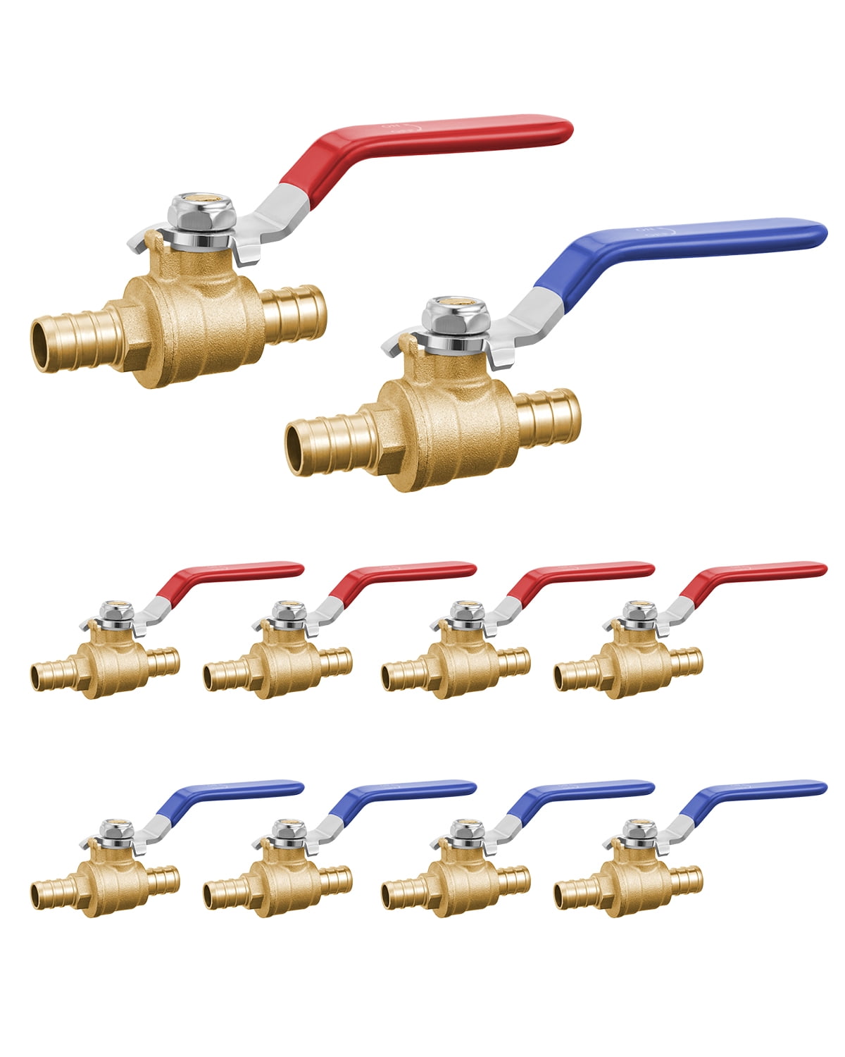 VEVOR PEX Ball Valve, 10 Pieces, 1/2 in PEX Brass Ball Valve, PEX Full ...