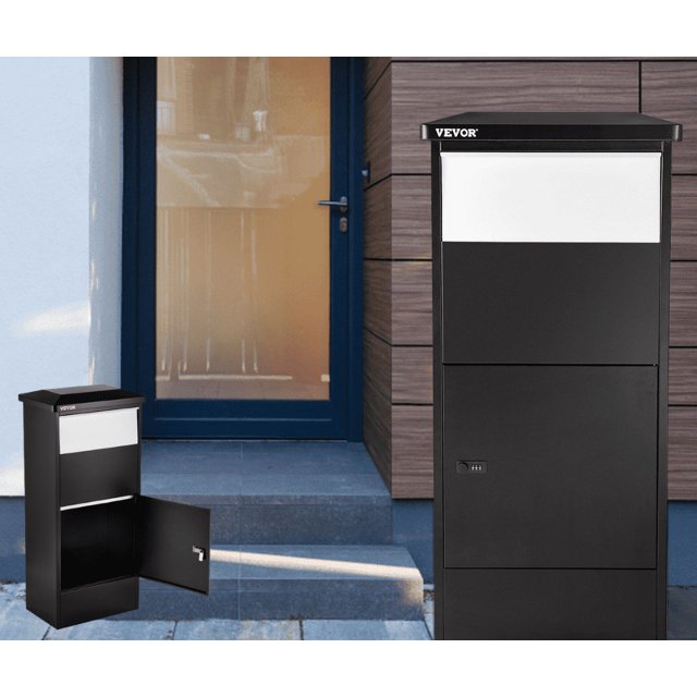 VEVOR Package Safety Drop Box, Anti-Theft Secure Black Mailbox Steel ...