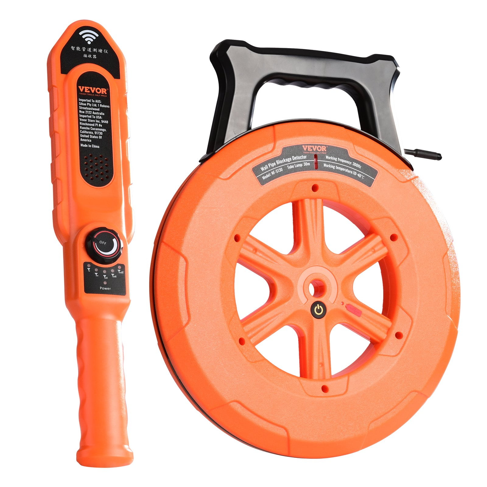 VEVOR Pipe Blockage Detector - 30m Waterproof for PVC, Plastic, Metal ...