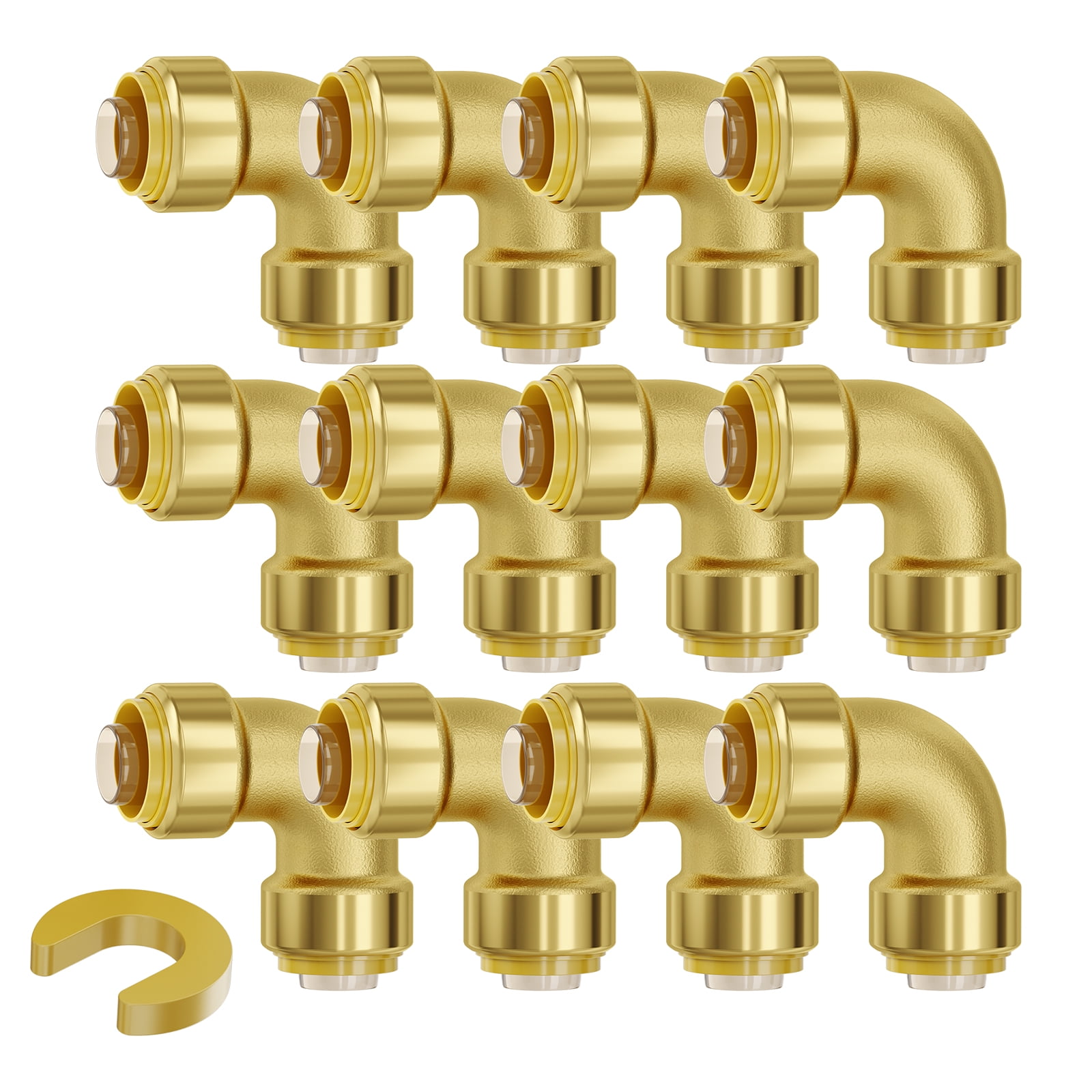 VEVOR Pipe Fittings, 1/2" 12PCS Brass Pipe Fittings, Elbow Push-Fit ...