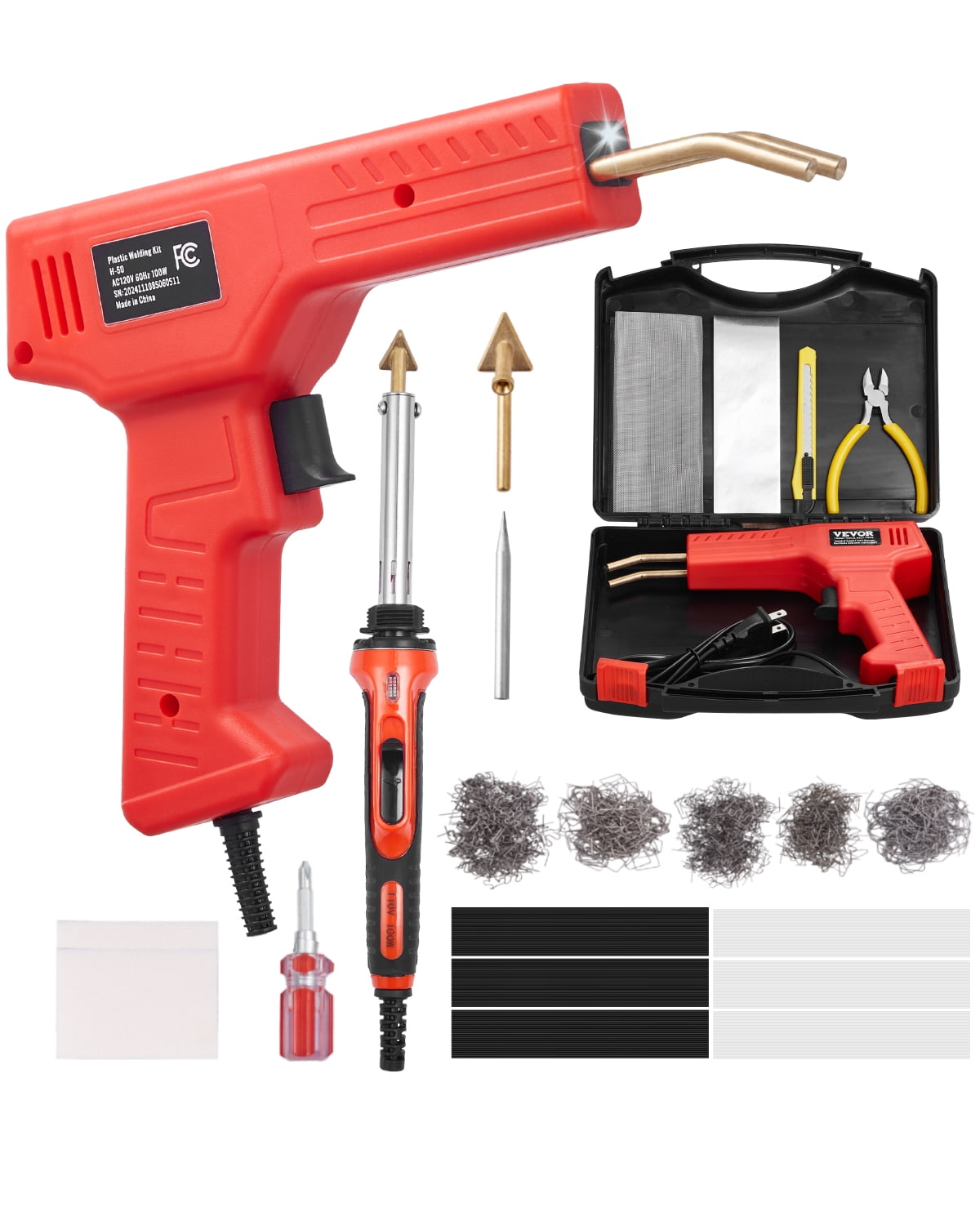 VEVOR Plastic Welder Kit Deluxe,100W Plastic Welding Gun + 60 W/100W ...