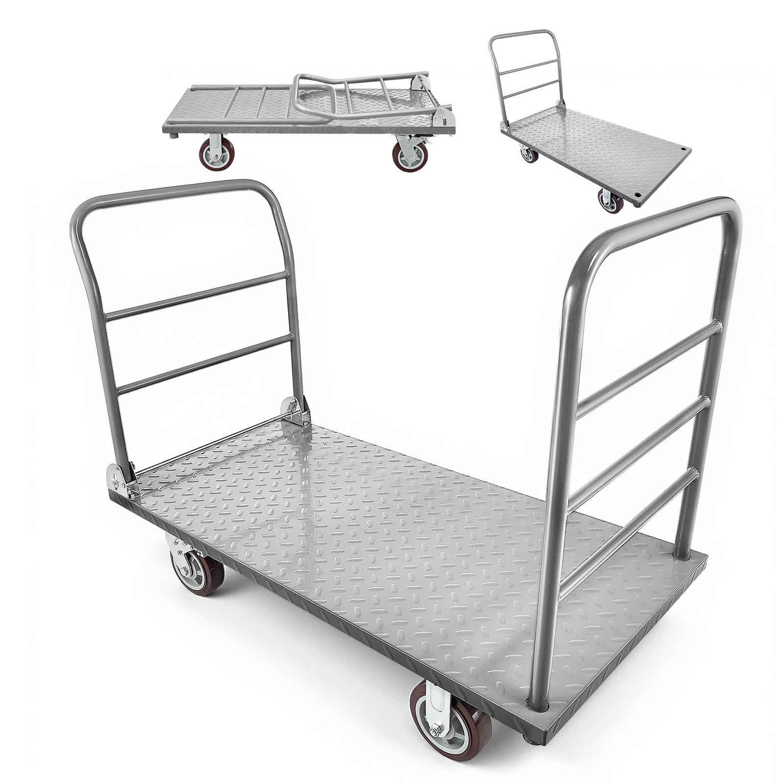 VEVOR Platform Truck, 2650 lbs Capacity, Heavy Duty Flatbed Cart Dolly ...