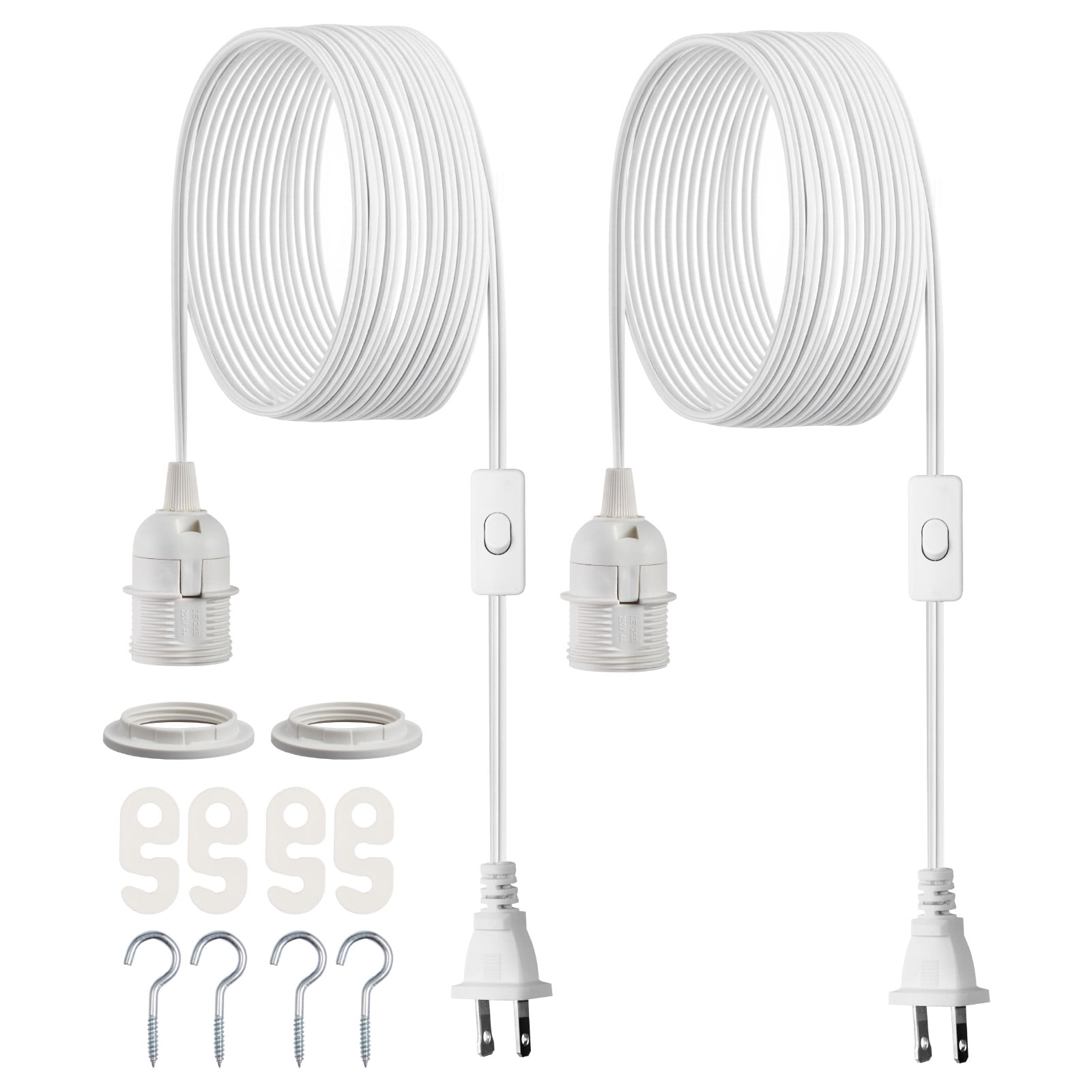 VEVOR Plug in Hanging Light Cord Kit, 16ft Lantern Extension Cords, 2 ...