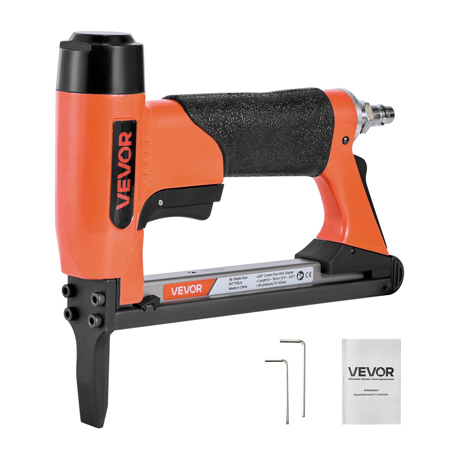VEVOR Pneumatic Staple Gun, 22 Gauge Long-Nose Upholstery Stapler for ...