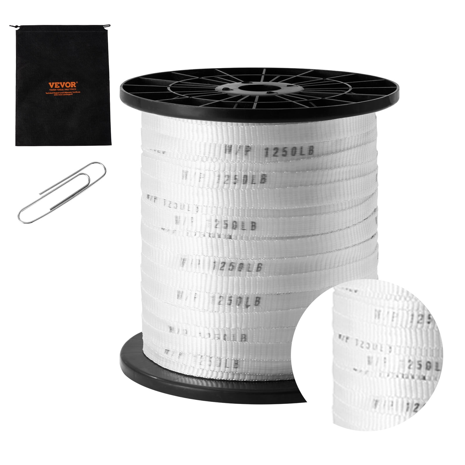 VEVOR Polyester Pull Tape, 1/2" x 528' Mule Tape Flat Rope, 1250 lbf ...