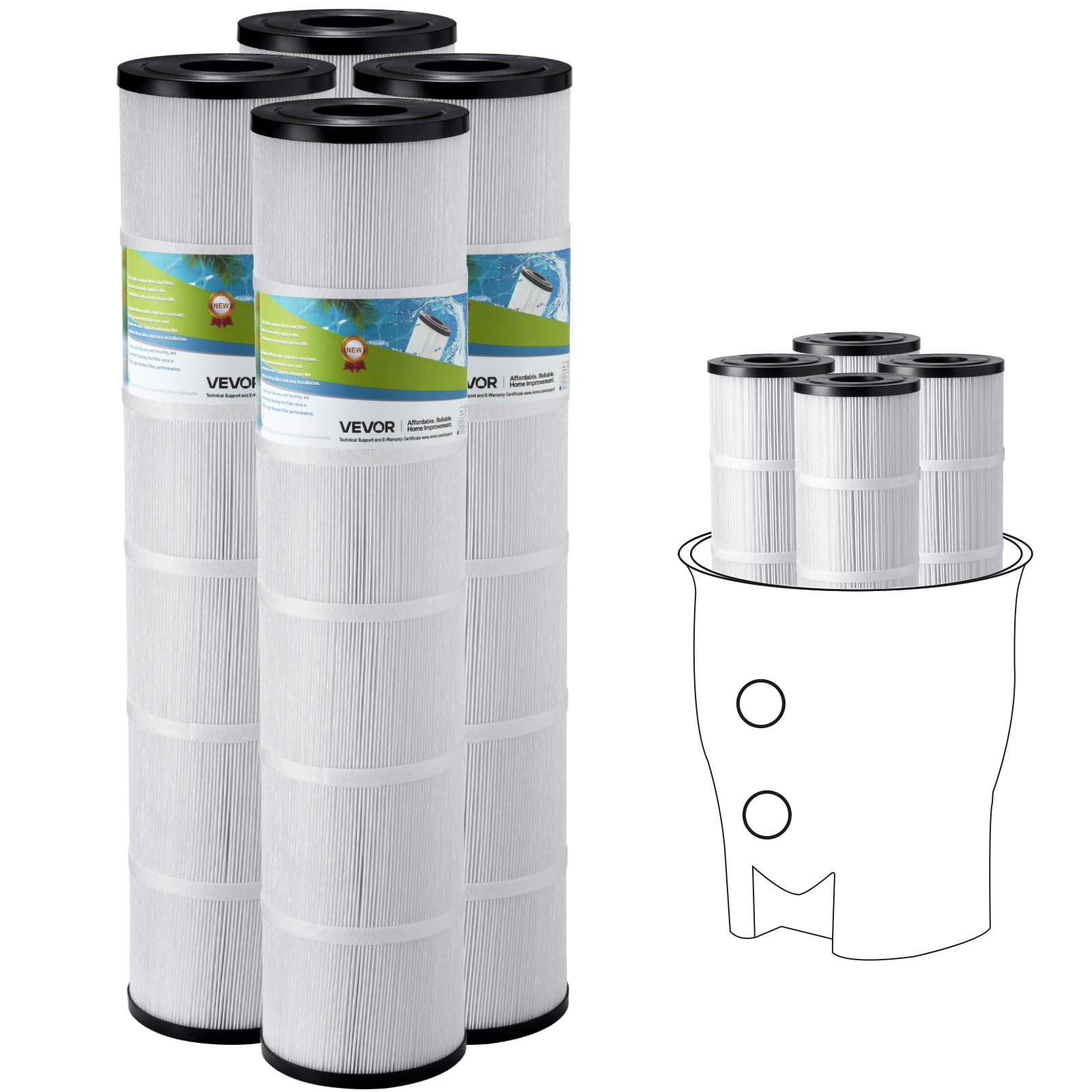 VEVOR Pool Filter Cartridge, 4x 130 Sq. Ft, Spa Hot Tub Filter ...