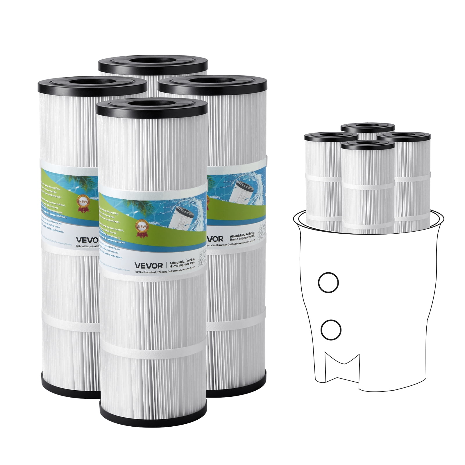 VEVOR Pool Filter Cartridge, 4x 80 Sq. Ft, Spa Hot Tub Filter Cartridge ...