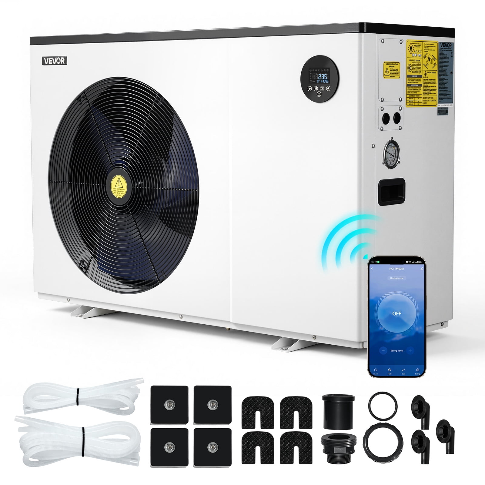 VEVOR Pool Heat Pump Max 93390 BTU, Electric Pool Heater for Above & In ...