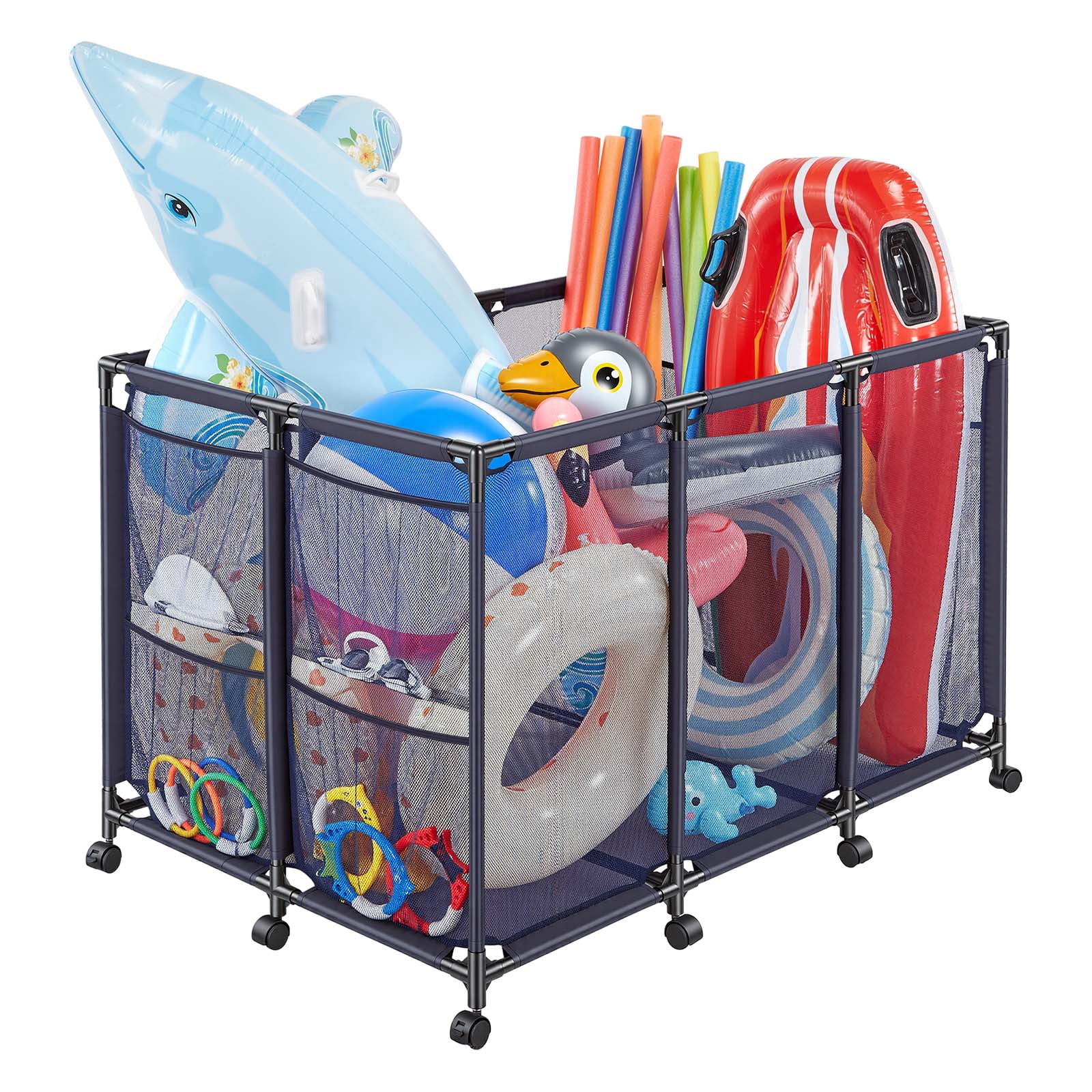 VEVOR Pool Storage Bin, 48.8 x 32.7 x 32.7 in, Rolling Pool Float ...