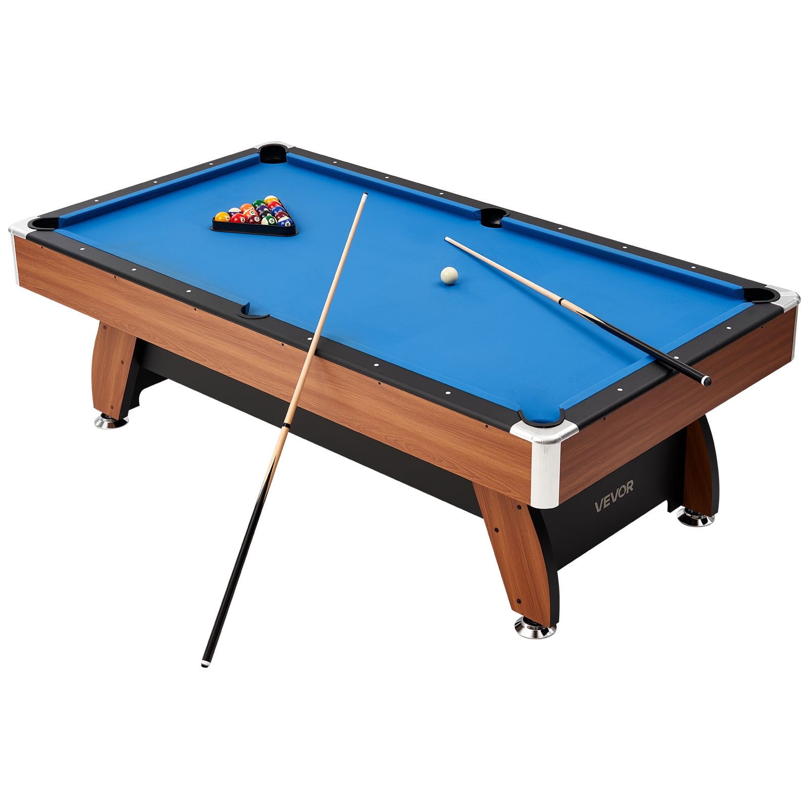 VEVOR Pool Table, 8 ft Portable Billiards Tables with Wood Finish ...