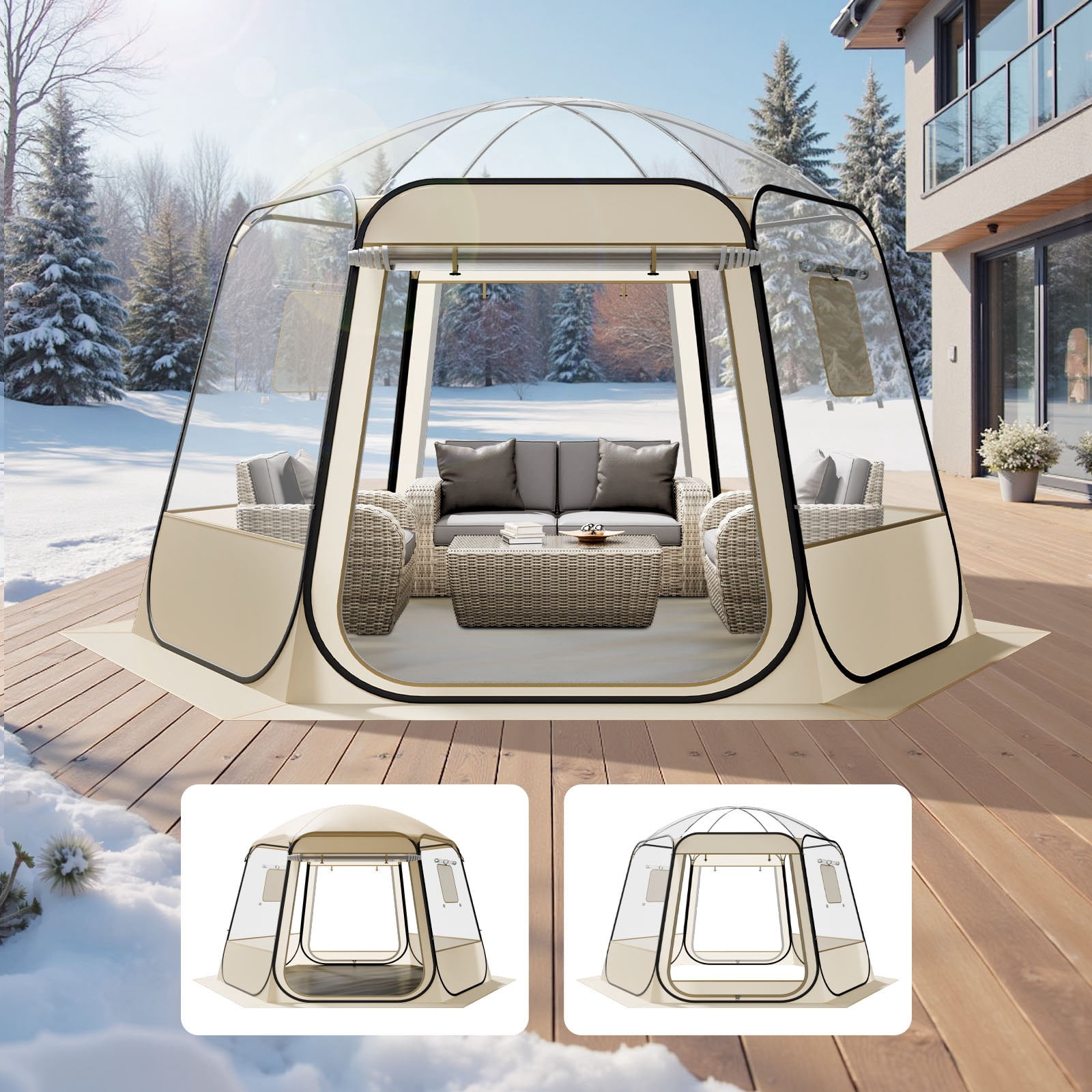VEVOR Pop up Bubble Tent, 11 x 10.2 ft Waterproof & UV-Resistant, Clear ...