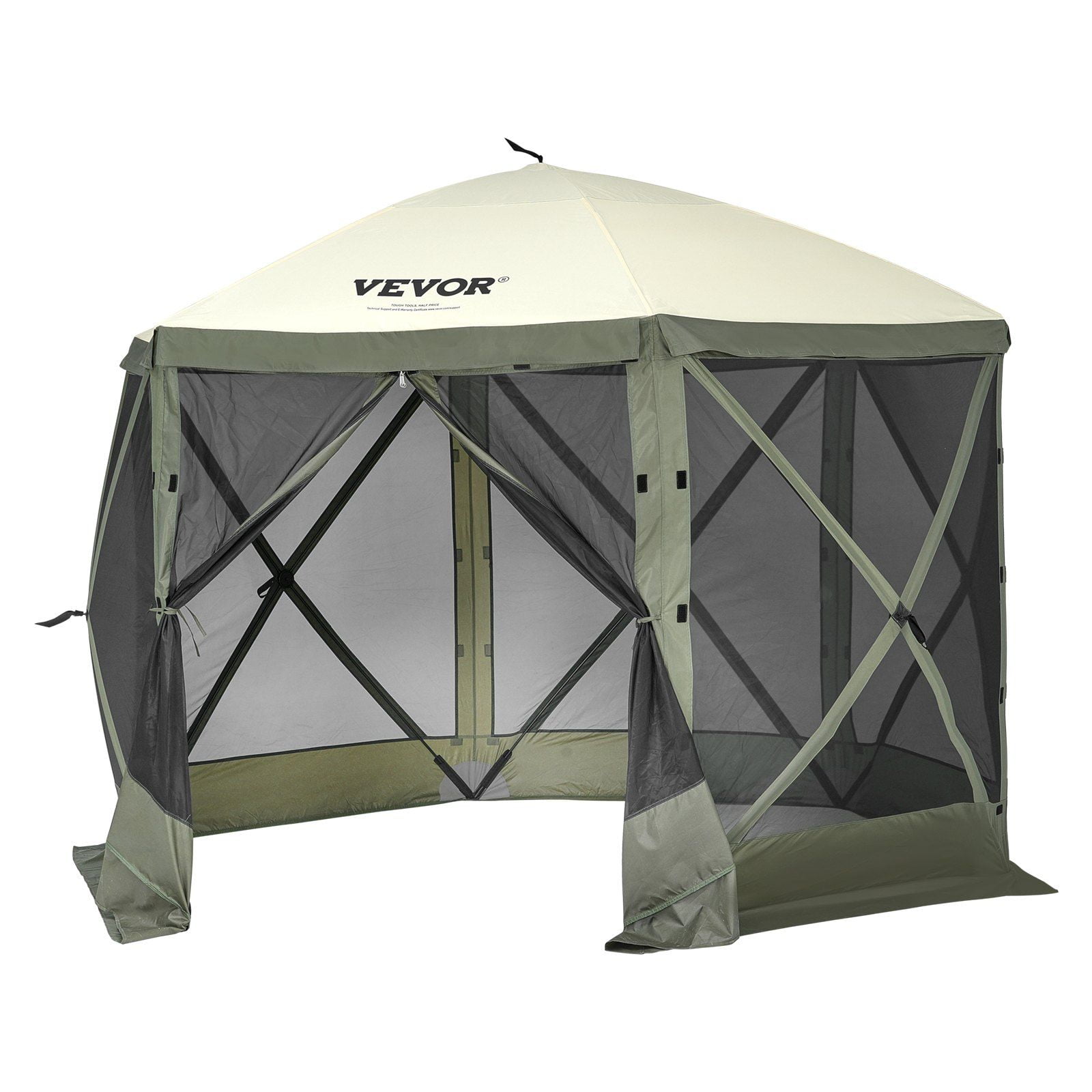 VEVOR Pop Up Gazebo Tent, Pop-Up Screen Tent 6 Sided Canopy Sun Shelter ...