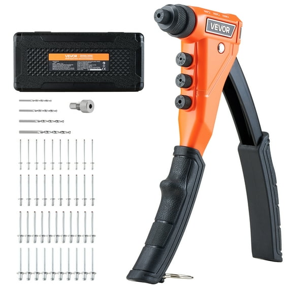 VEVOR Pop Rivet Gun Kit, with 200 Blind Rivets, Heavy Duty Single Hand ...