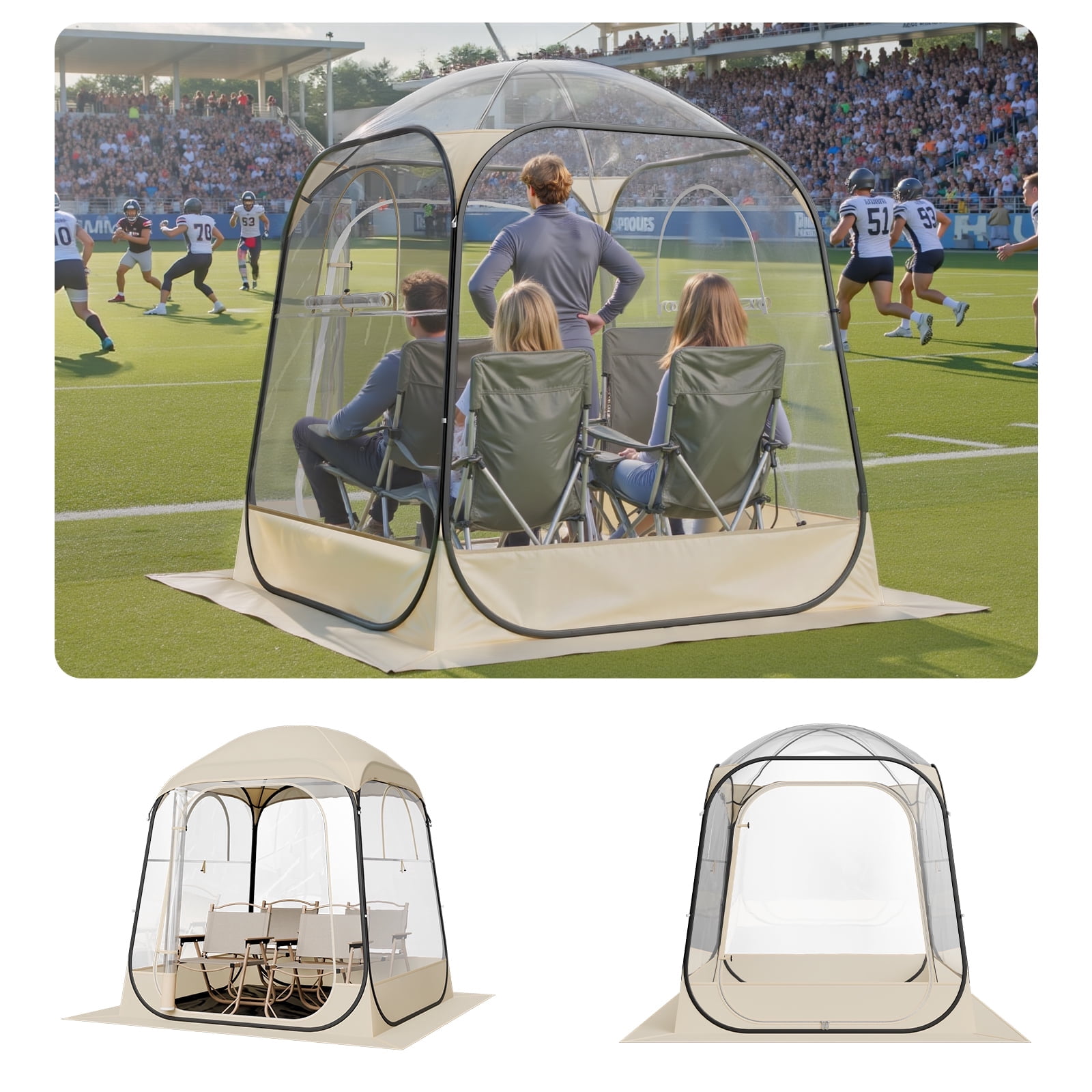 VEVOR Pop up Sports Tent, 63x63 in Clear Bubble Tent for 2-4 Persons ...