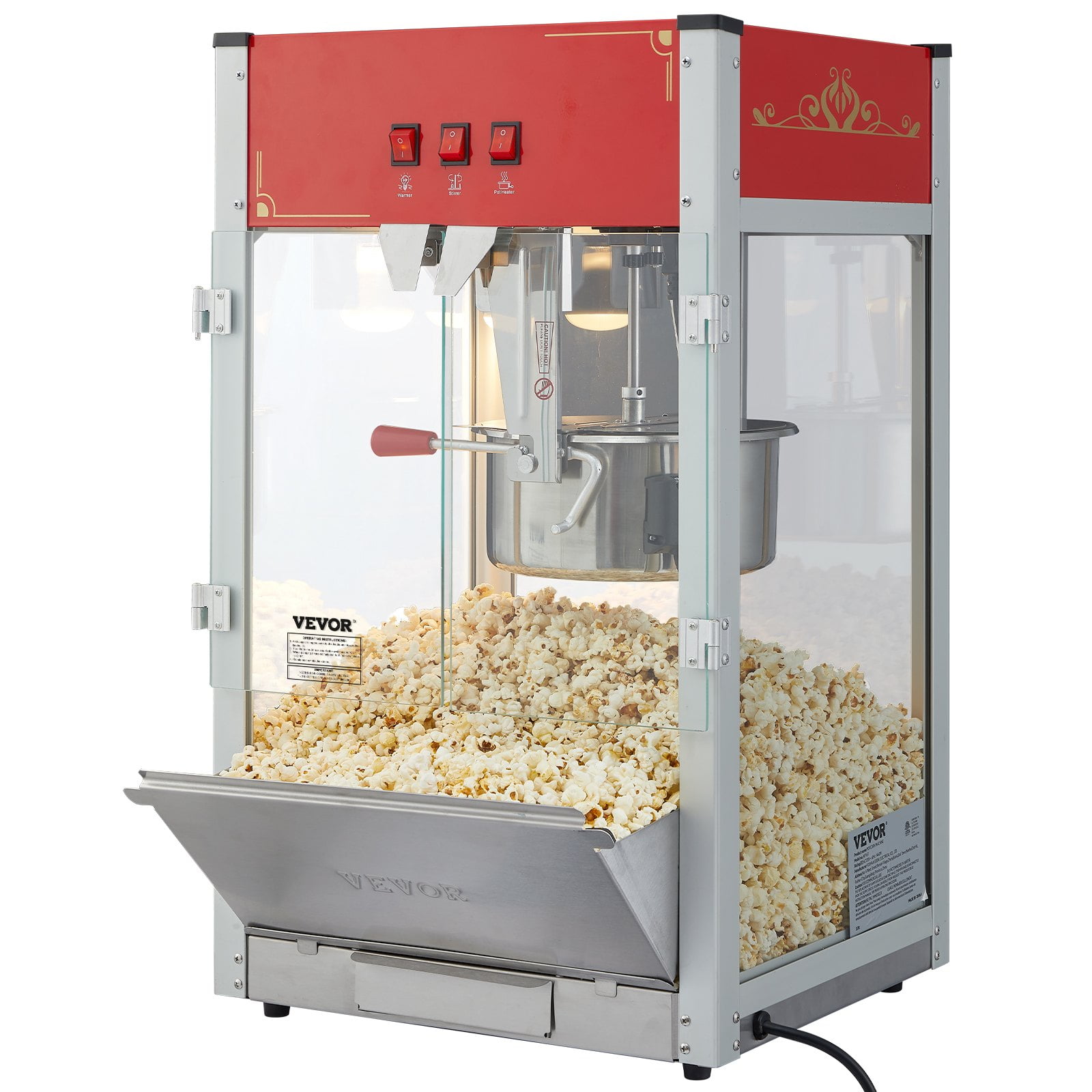 VEVOR Popcorn Popper Machine 12 Oz Countertop Popcorn Maker 1440W 80 ...