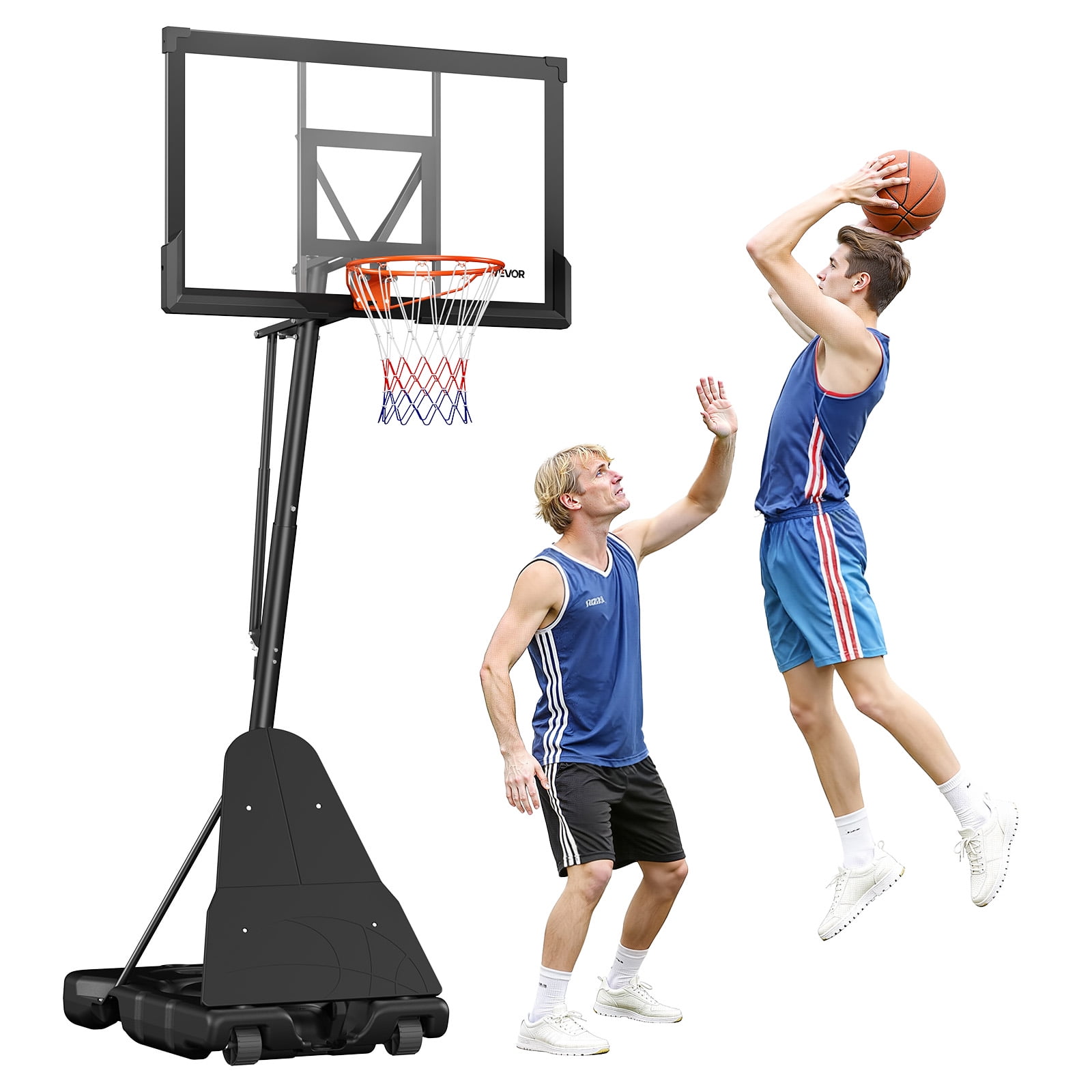 VEVOR Portable Basketball Stand, 10 ft Height Adjustment Basketball ...