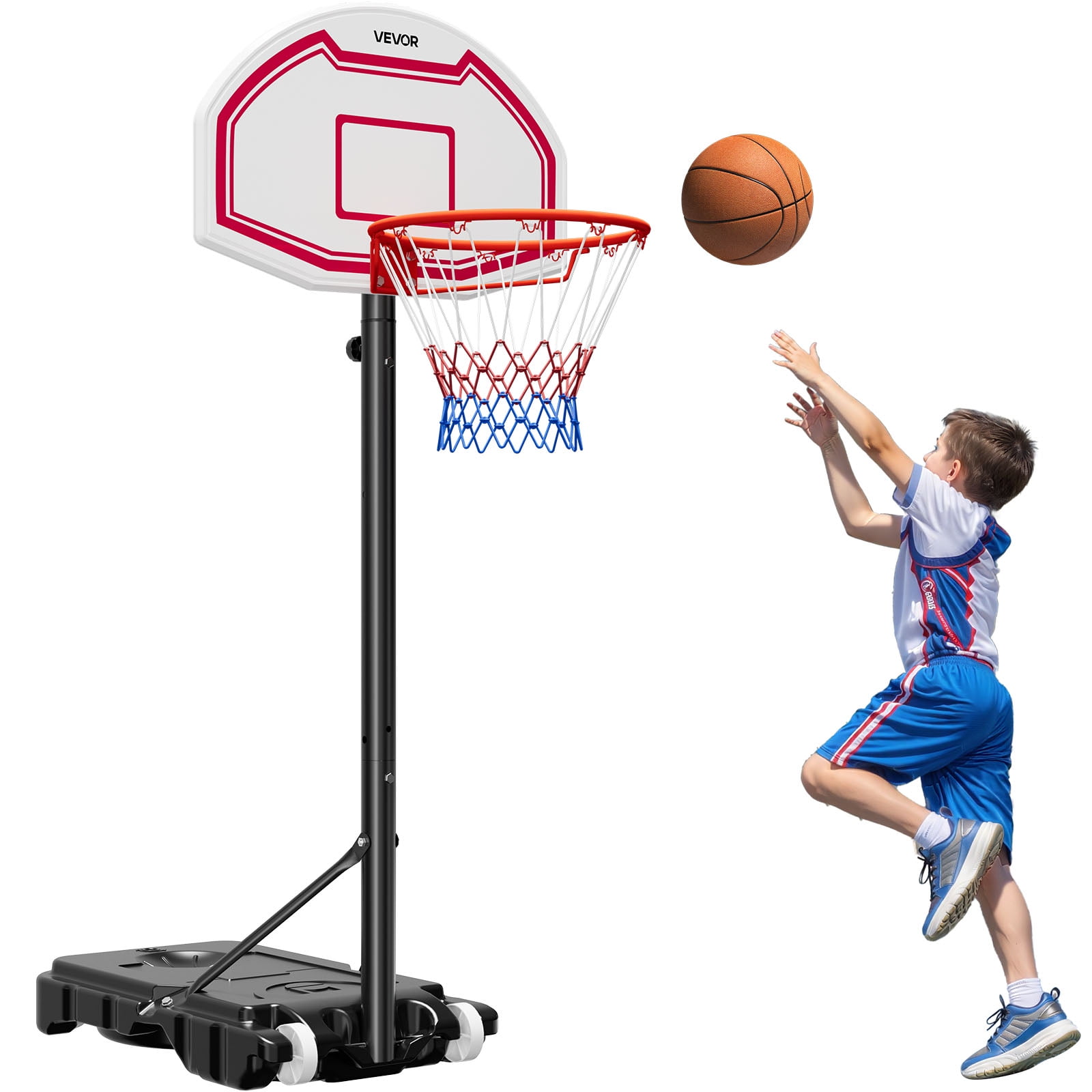 VEVOR Portable Basketball Stand, 5.2 to 6.9 ft Height Adjustment ...