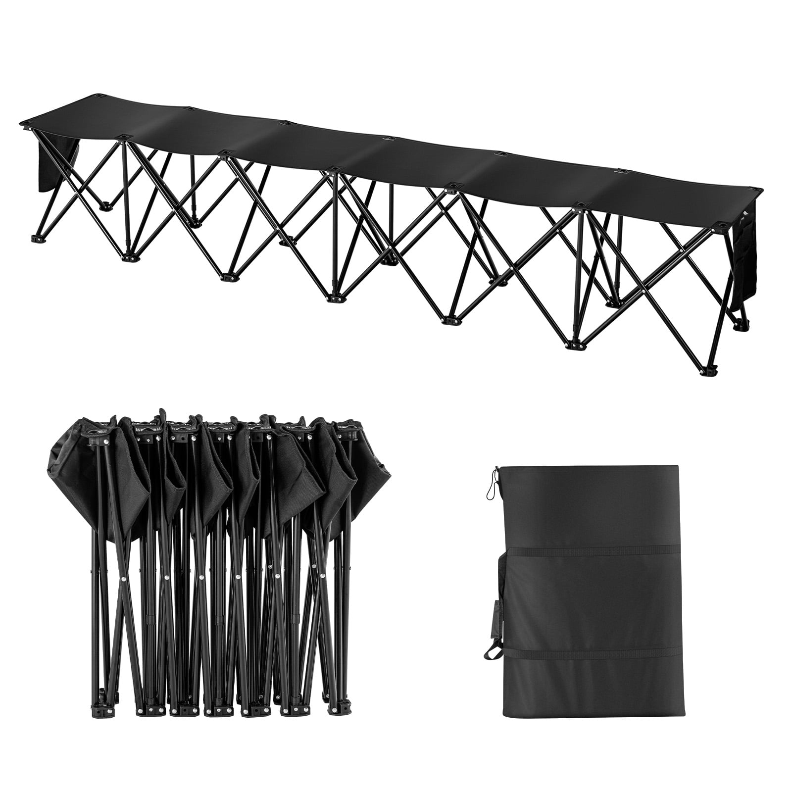 VEVOR Portable Folding Bench,6 Seats Foldable Sideline Bench, Outdoor ...