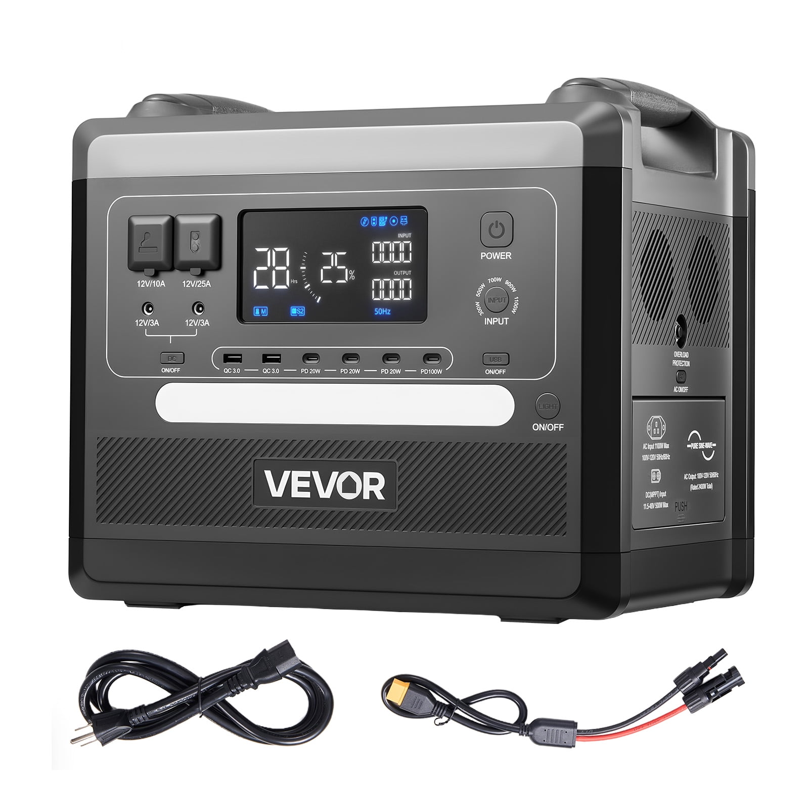 VEVOR Portable Power Station, 2400W 2160Wh Power Station Solar ...
