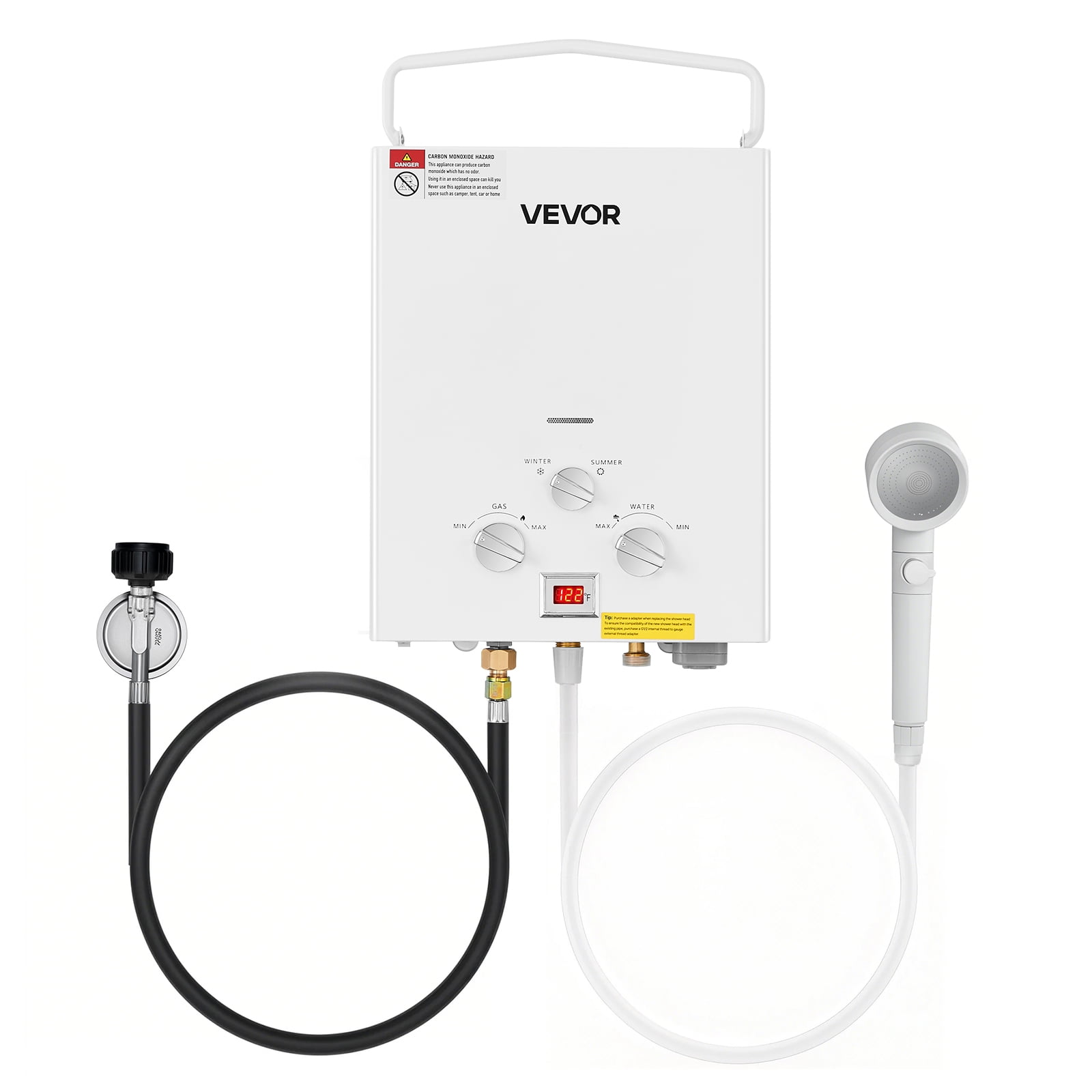 VEVOR Portable Propane Water Heater, 6L Tankless Outdoor Water Heater ...