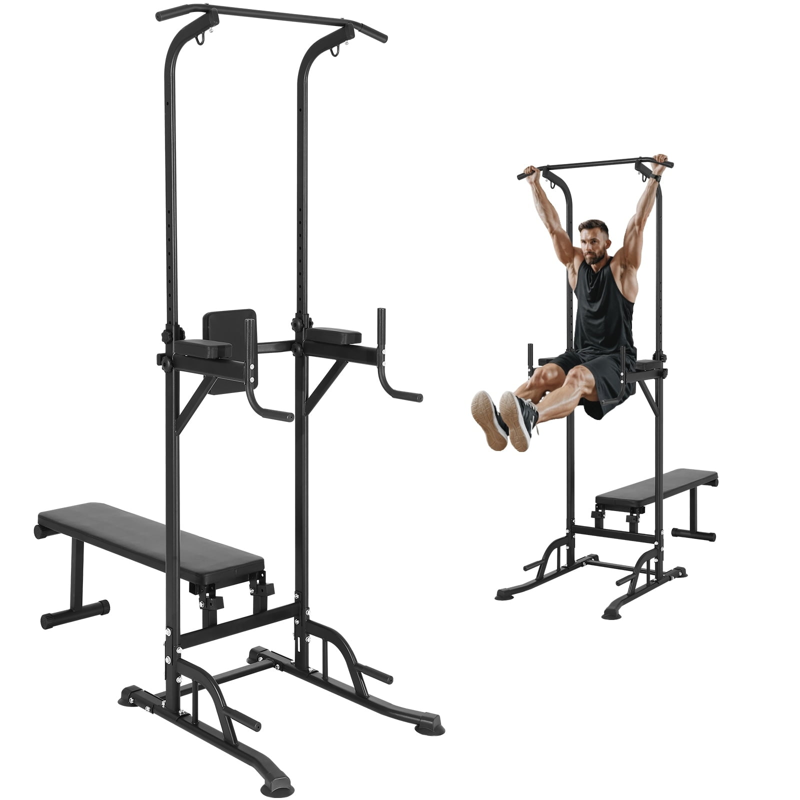 VEVOR Power Tower with Bench, Multi-Function Home Gym Strength Training ...