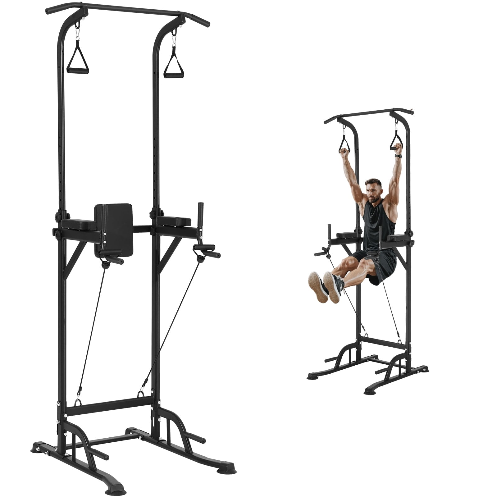 VEVOR Power Tower with Bench, Multi-Function Home Gym Strength Training ...