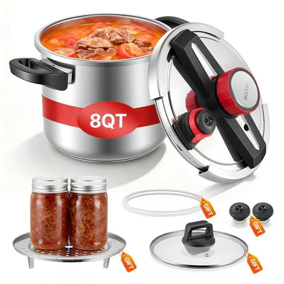VEVOR Pressure Cooker, 8Qt Pressure Cooker Stainless Steel, Pressures ...