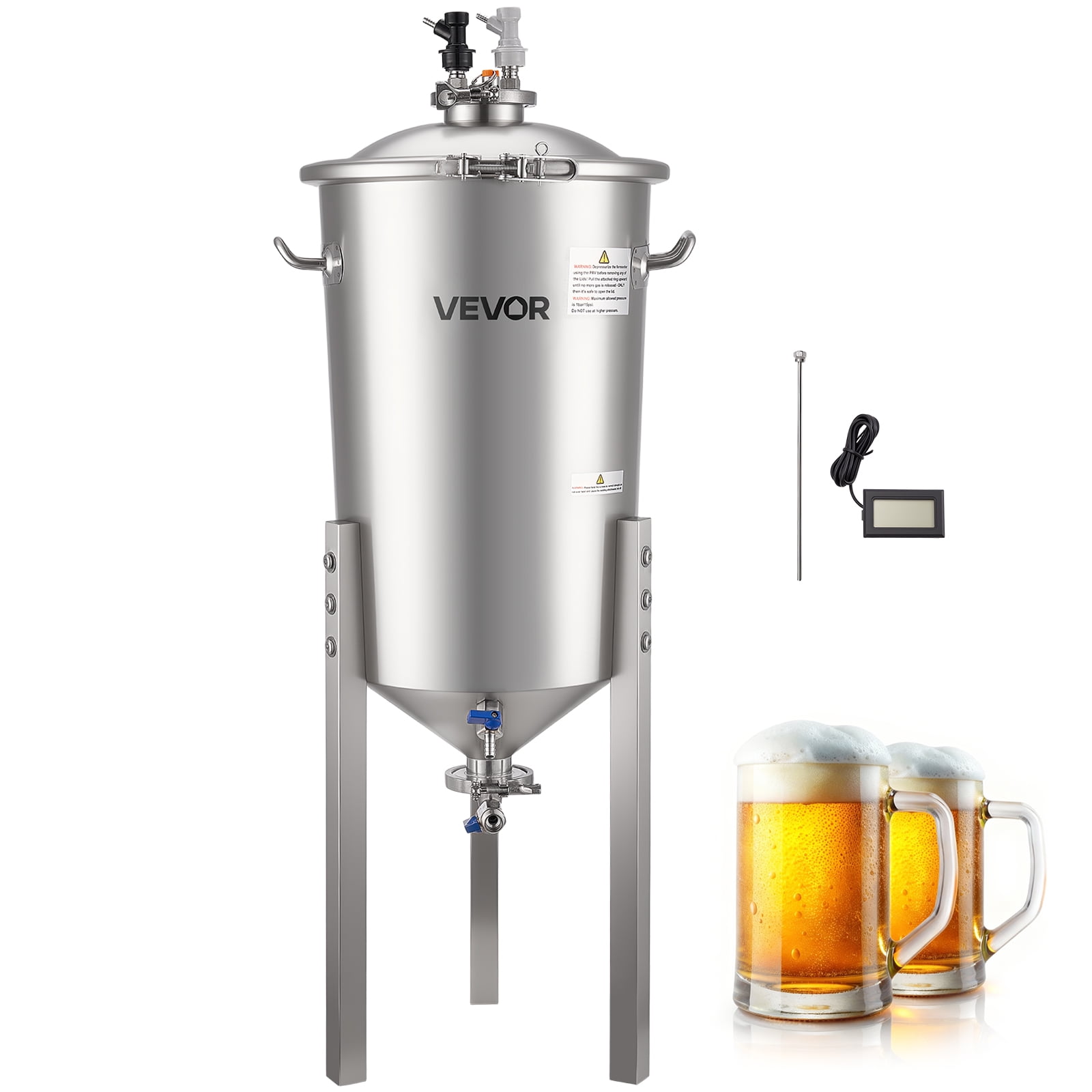VEVOR Pressure Fermenter 15 PSI, 8 Gal/30L All-in-One Stainless Steel ...