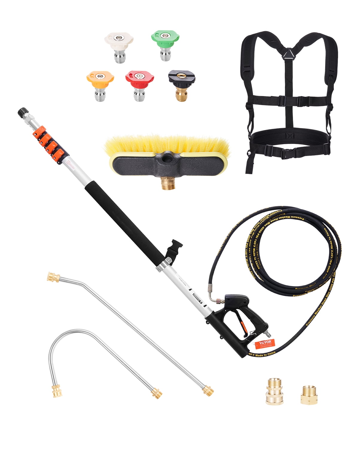 VEVOR Pressure Washer Telescoping Wand, 18 ft, 4000 psi, Telescopic ...