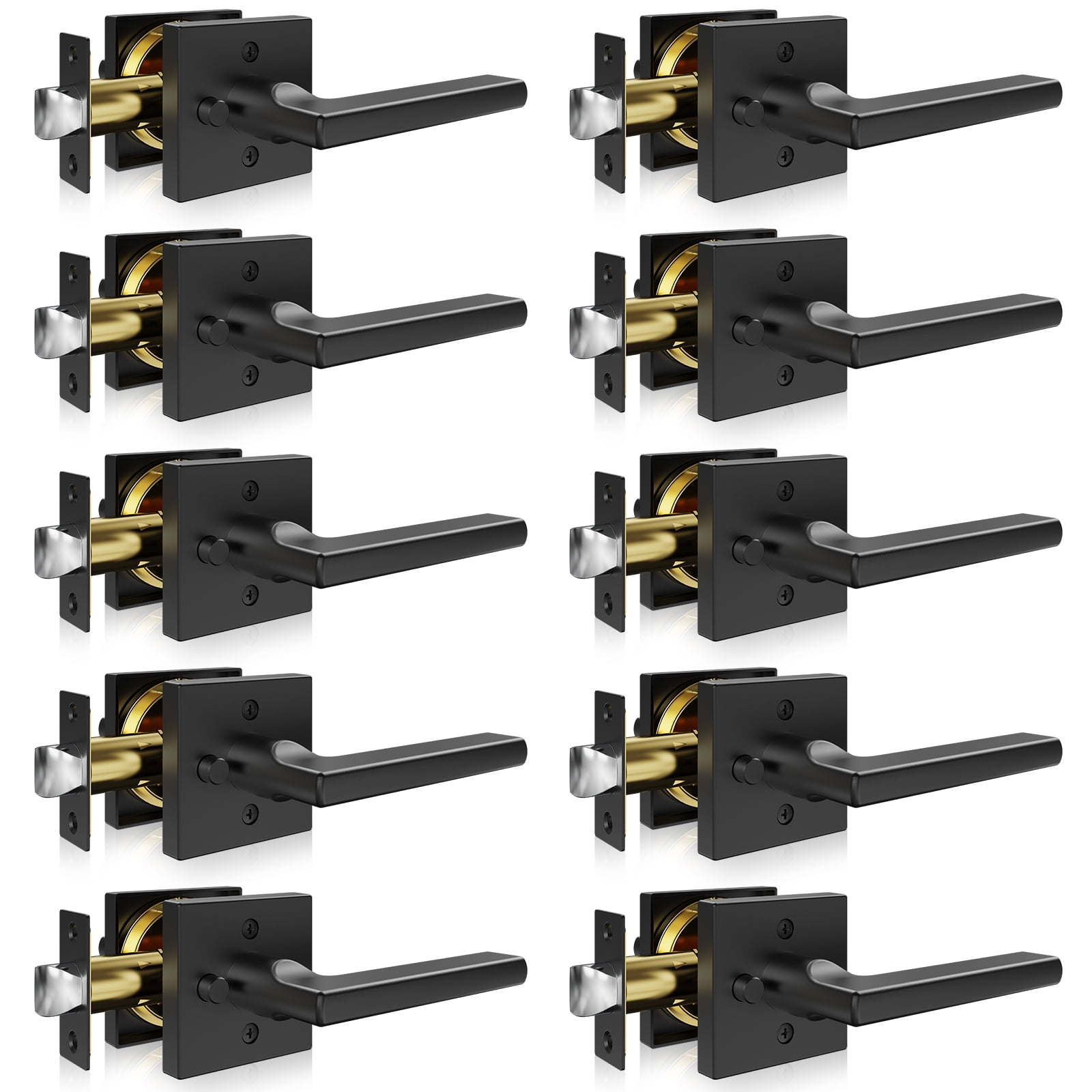 VEVOR Privacy Door Handle,10 Pack Matte Black Door Lever, Left or Right ...