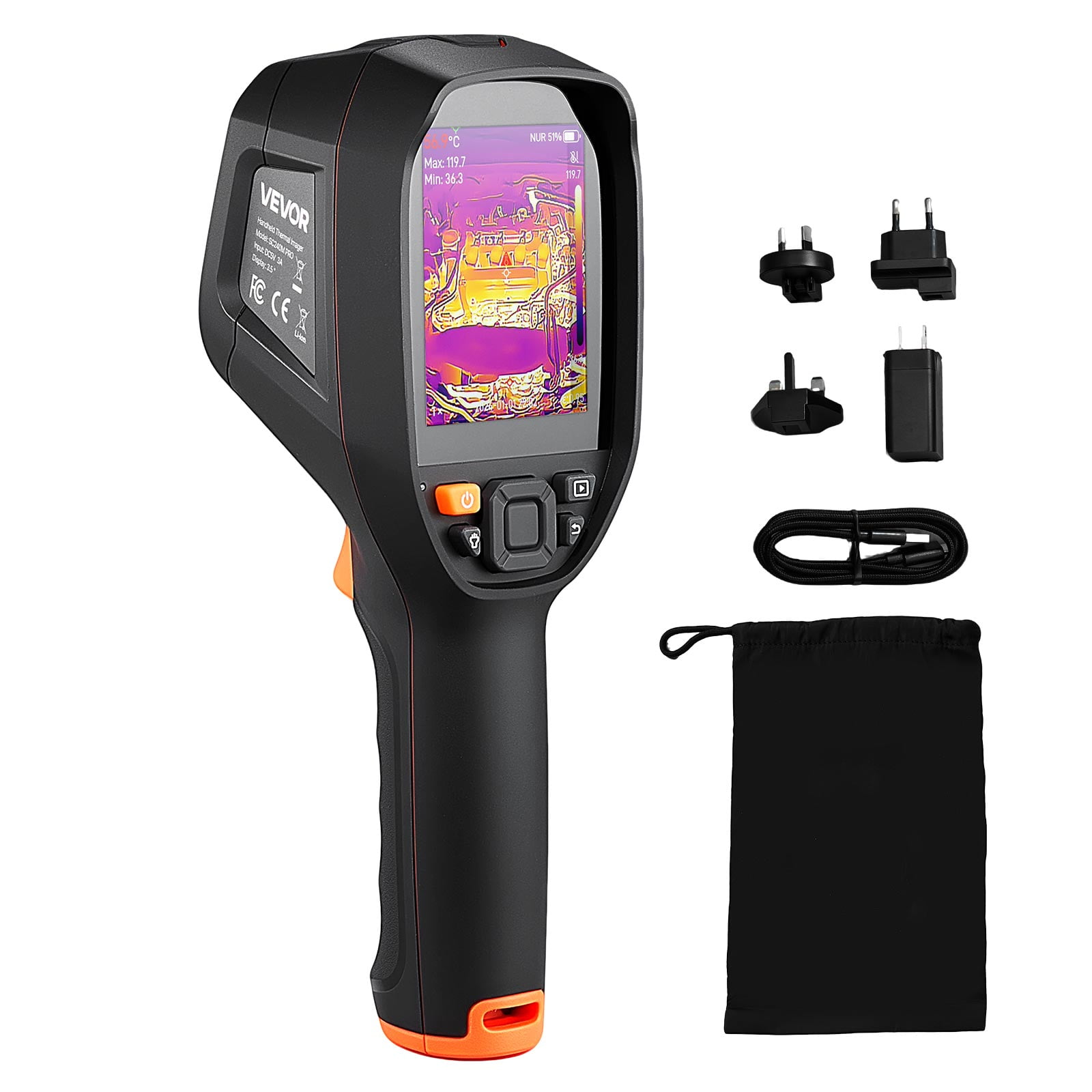 VEVOR Pro Thermal Imaging Camera, Upgraded 512 x 384 TISR Super ...
