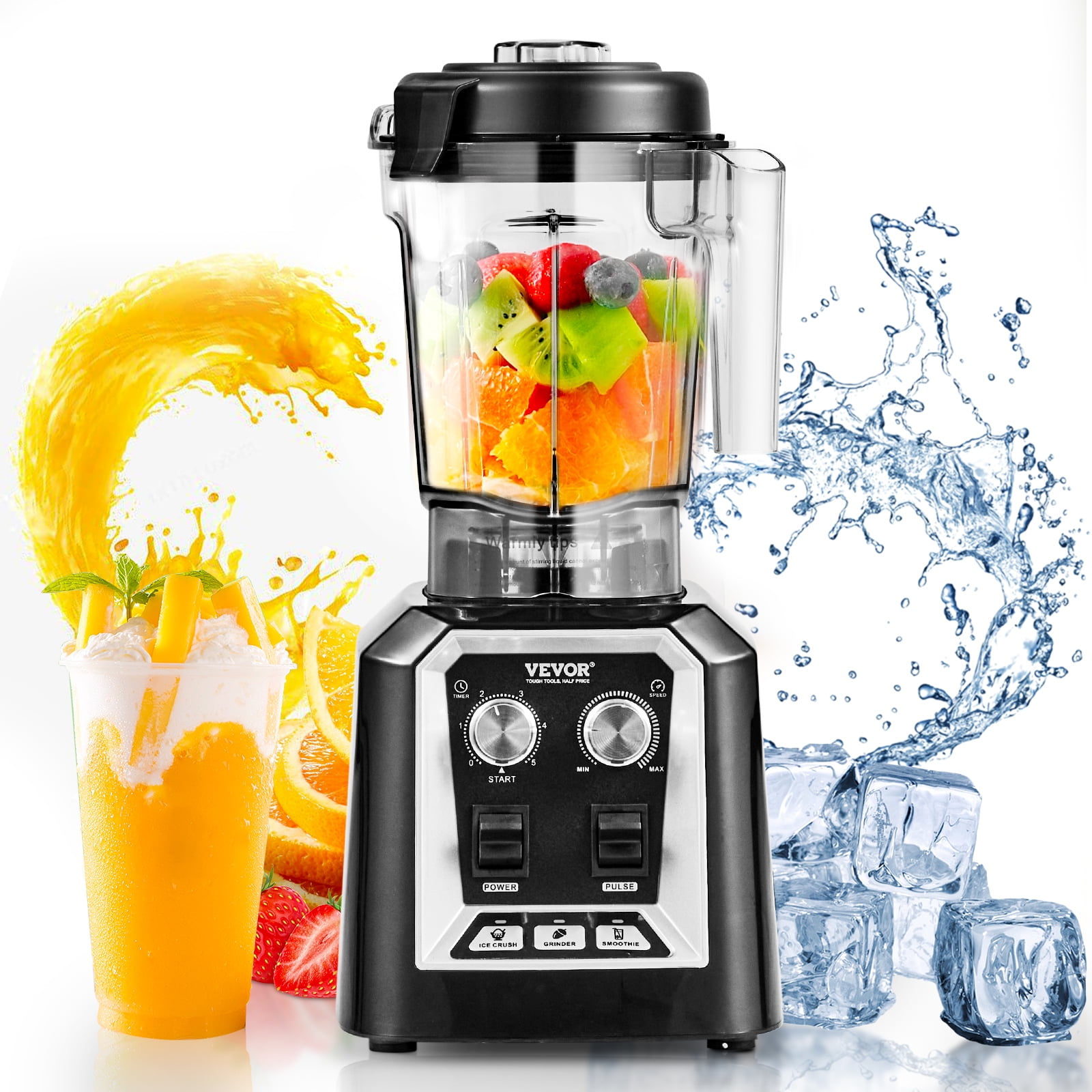 VEVOR Professional Blender, Commercial Countertop Blenders, 68 oz Glass ...