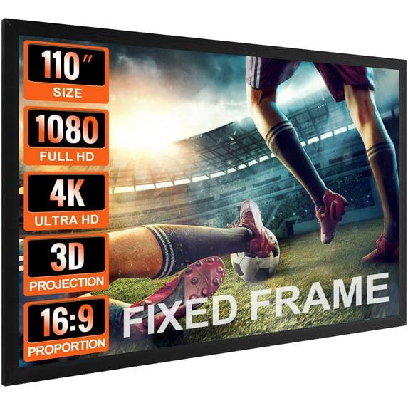VEVOR Projector Screen Fixed Frame 110inch Diagonal 16:9 4K HD Movie ...