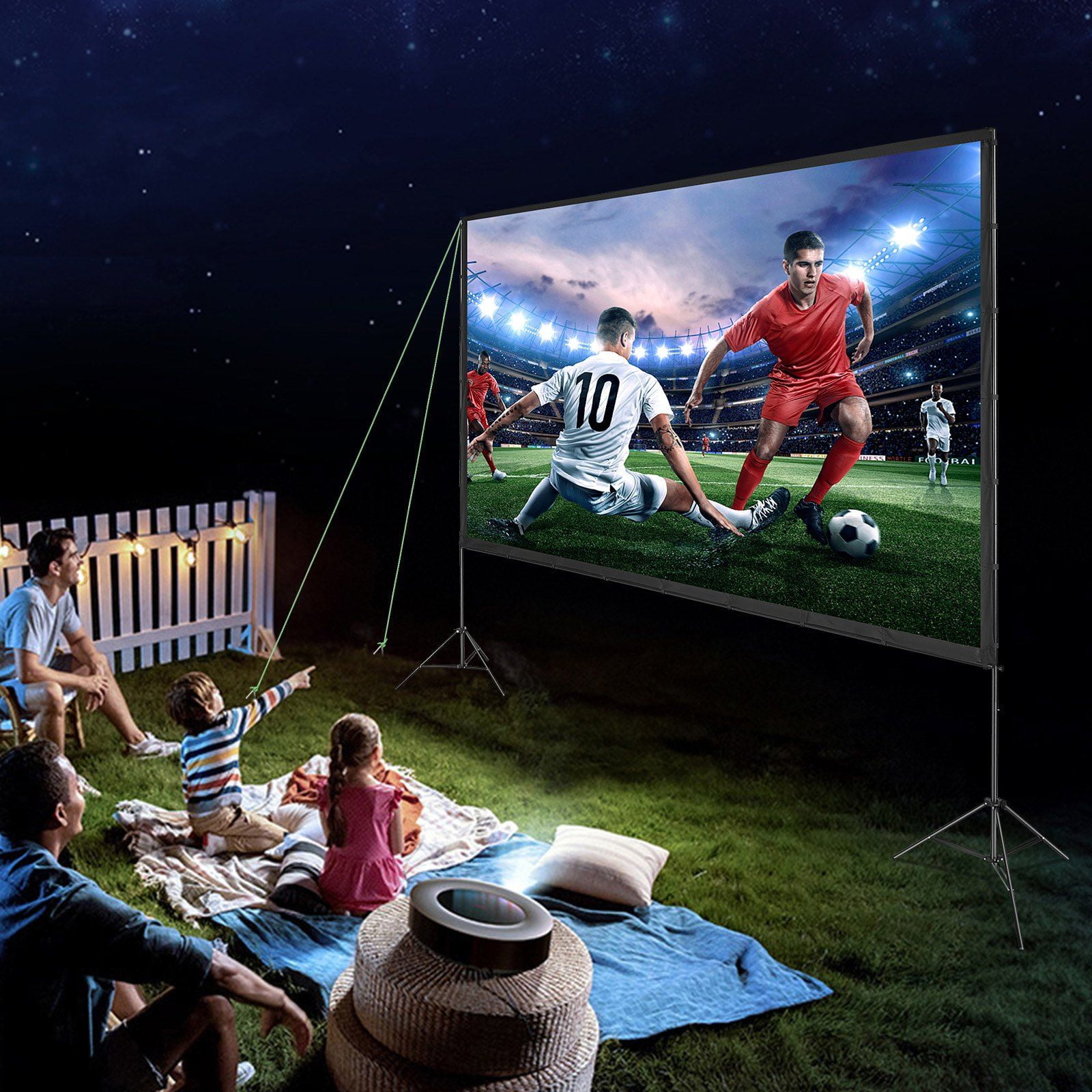 VEVOR Projector Screen with Stand, 150 inch 16:9 4K 1080 HD Outdoor ...