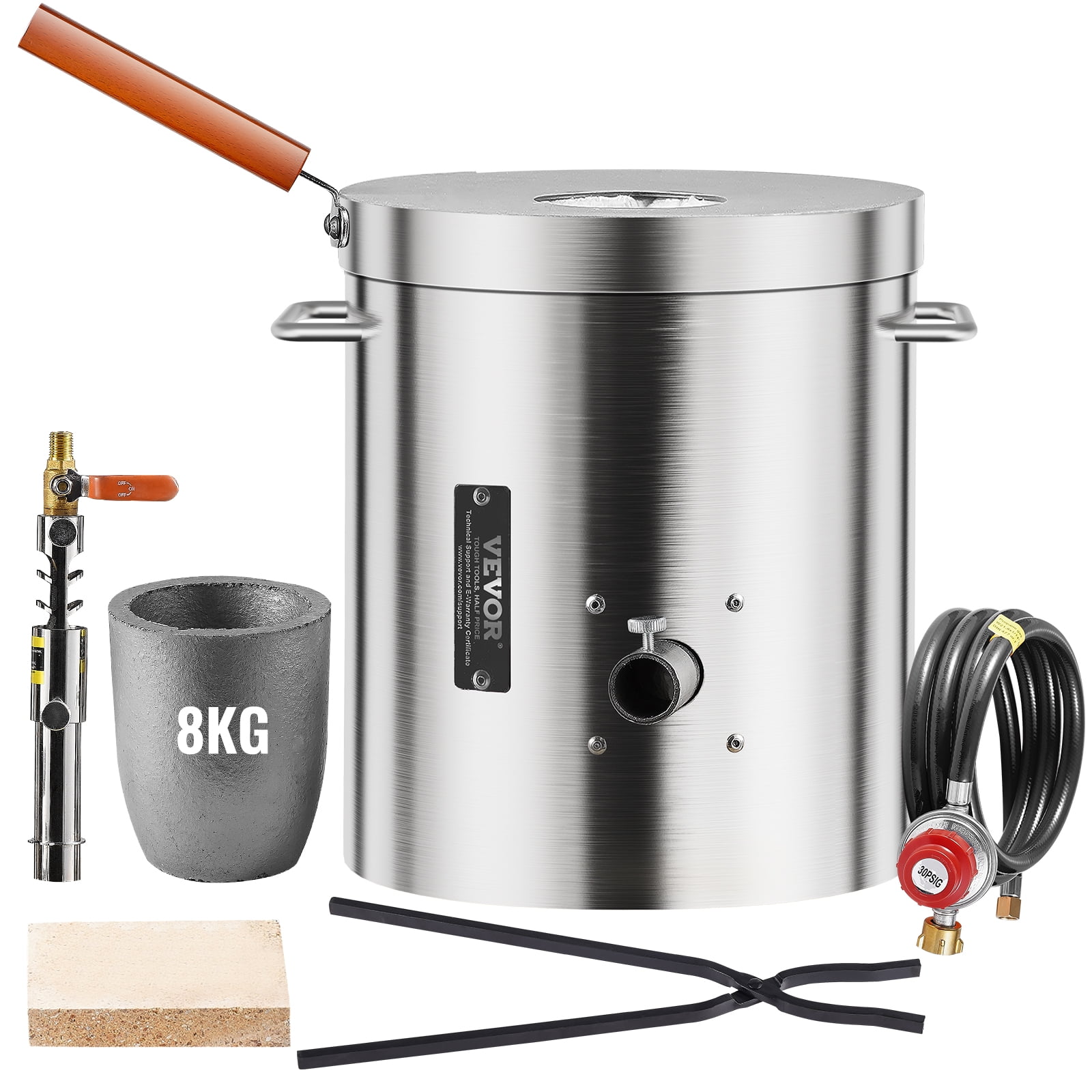 VEVOR Propane Melting Furnace Kit, 8KG/18lbs Gas Metal Melting Furnace ...