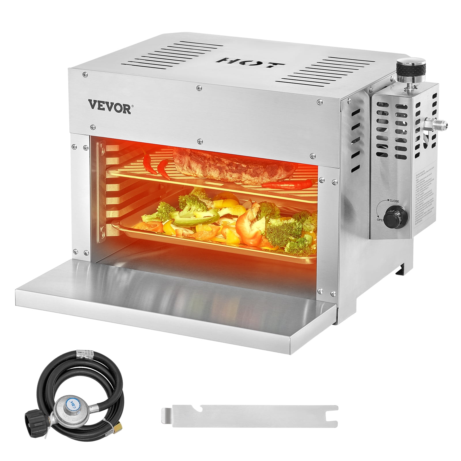 VEVOR Propane Steak Grill, Portable Infrared Broiler, 1500°F Stainless ...