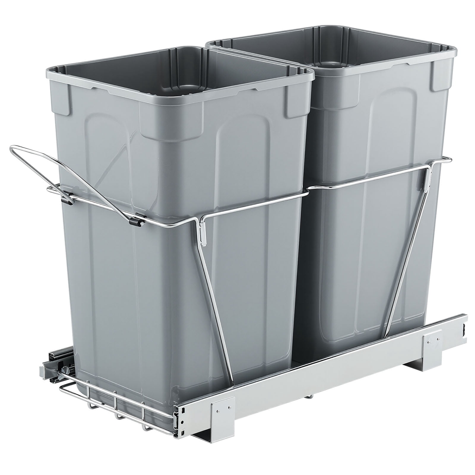VEVOR Pullout Trash Can for Kitchen Cabinets, 27QTx2 Double Under Sink ...