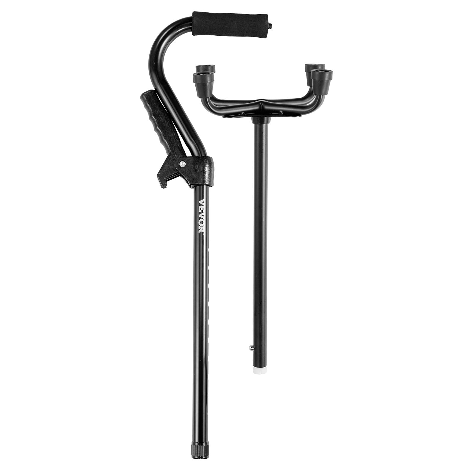 VEVOR Quad Walking Cane – 10-Level Height Adjustable with 4-Pronged ...