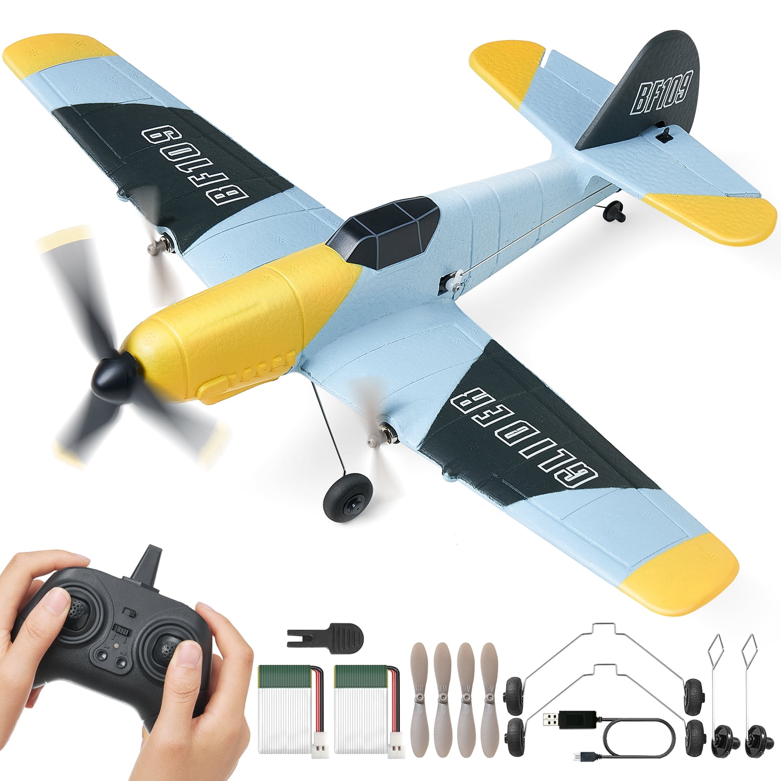 VEVOR RC Plane, 2.4GHZ 3 Channel Remote Control Airplane with 6-Axis ...