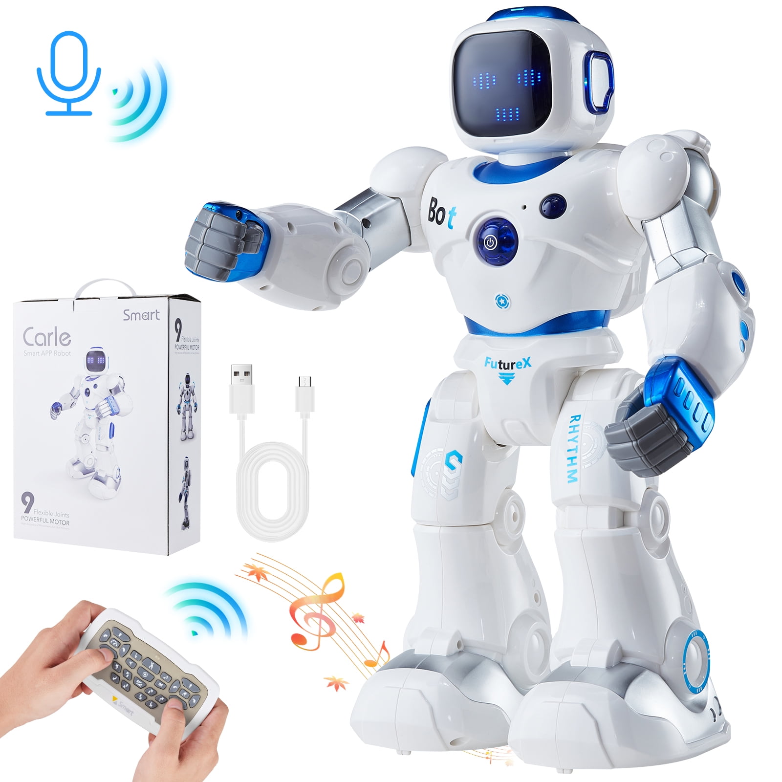 VEVOR RC Robot Toys for Kids,2.4GHz Programmable Remote Control Smart ...
