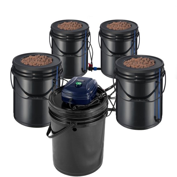 VEVOR RDWC Hydroponics System, 4-Bucket Recirculating Deep Water ...