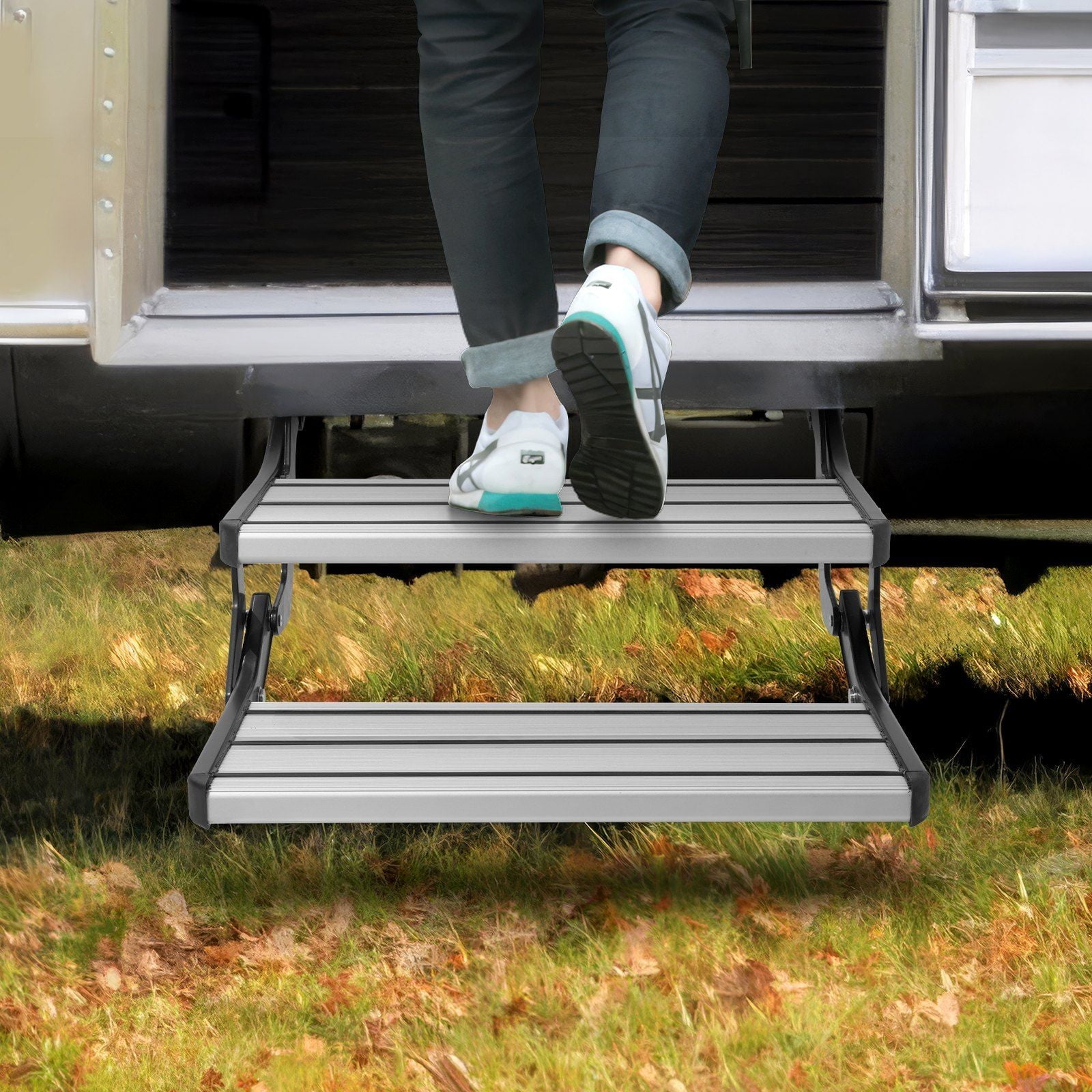 VEVOR RV Steps, 2-Step, Electric Retractable RV Stairs DC 12V, Auto ...