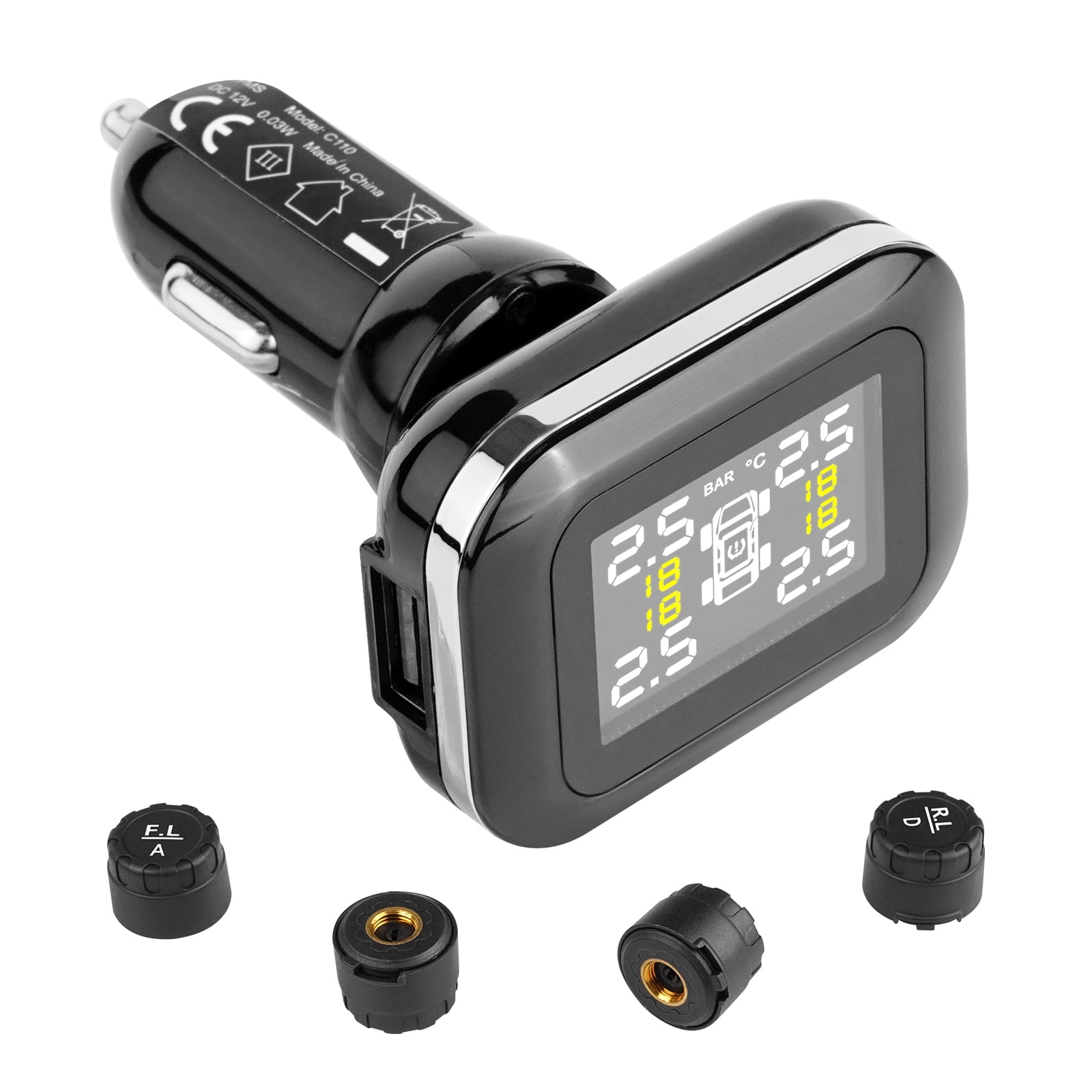 VEVOR RV Tire Pressure Monitoring System, 7.3-87 PSI Trailer TPMS ...