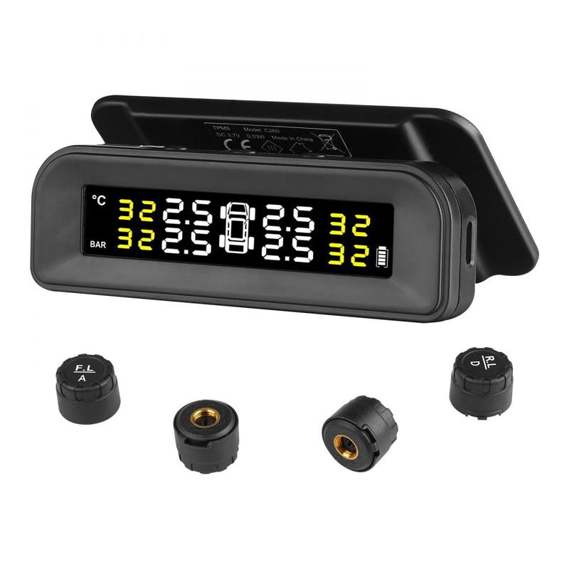 VEVOR RV Tire Pressure Monitoring System Real Time Solar Trailer TPMS 4 Sensors - Walmart.com