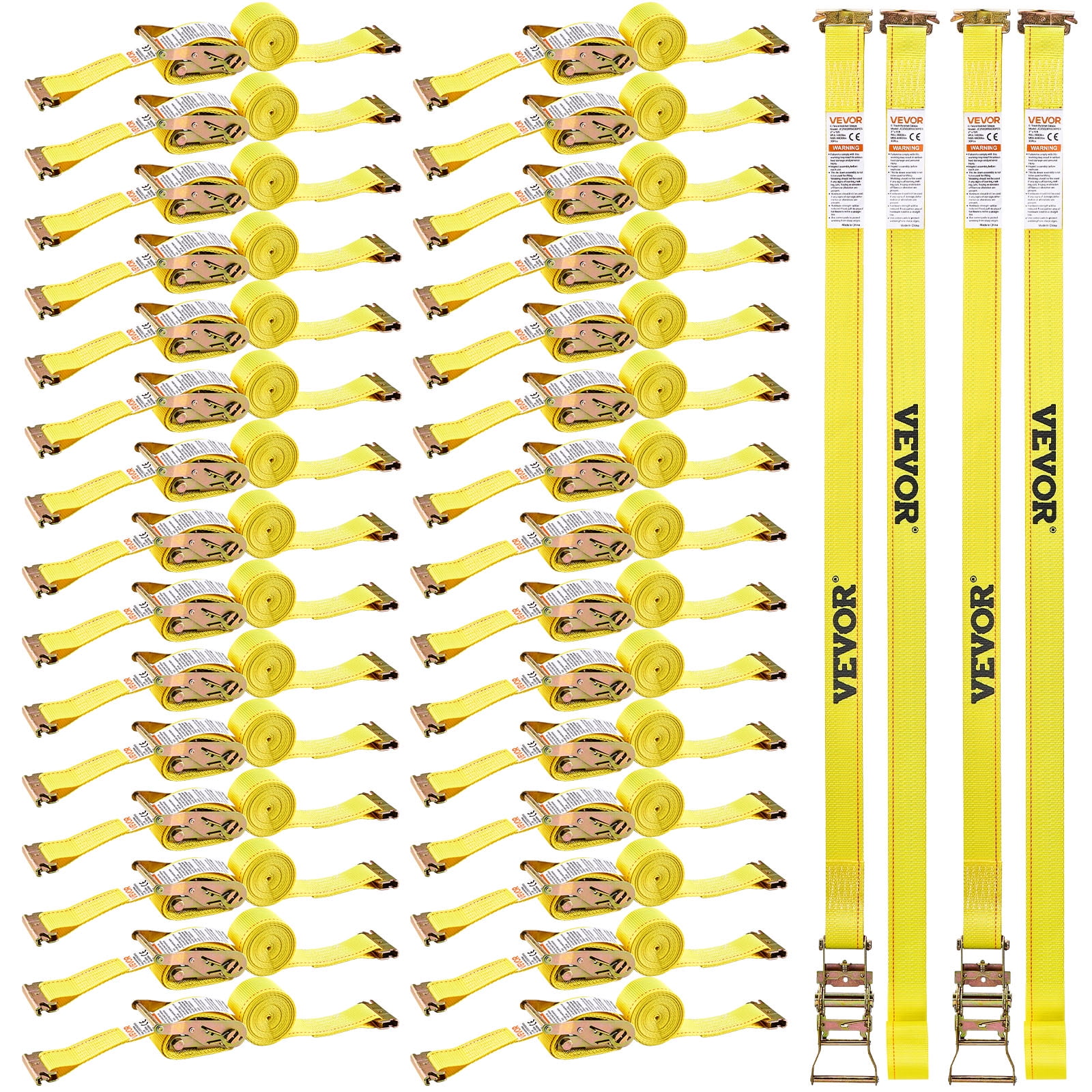 VEVOR Ratchet Straps, 2 in x 15 ft, 30 Pack E-Track Tie Down Straps ...