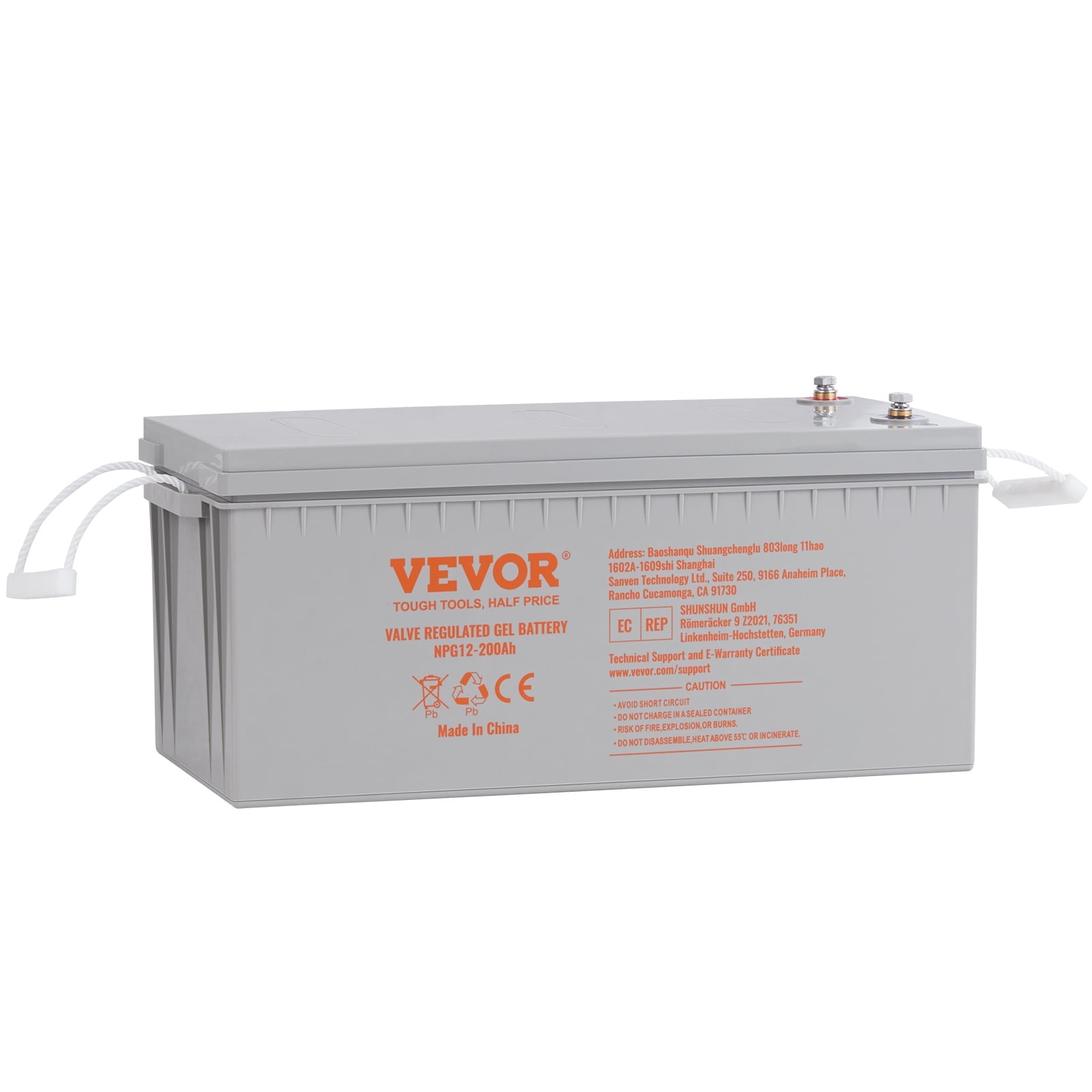 VEVOR Rechargeable AGM Marine Battery, 12V 200Ah, 1400A Current, Off ...
