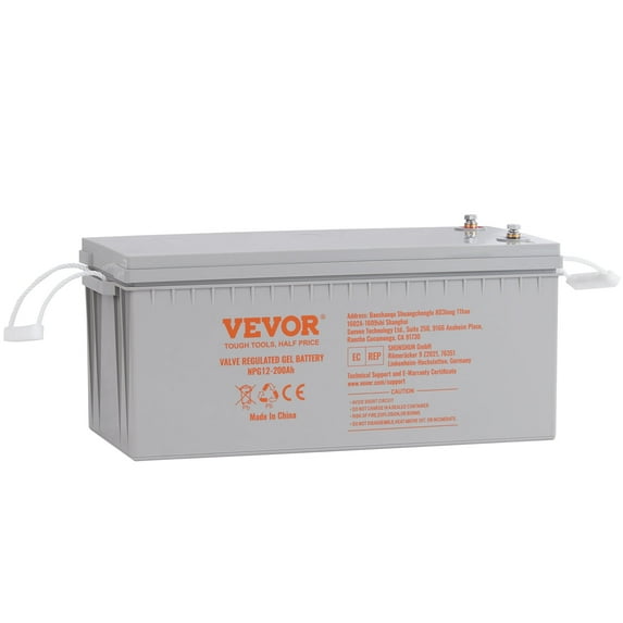 VEVOR Rechargeable AGM Marine Battery, 12V 200Ah, 1400A Current, Off ...