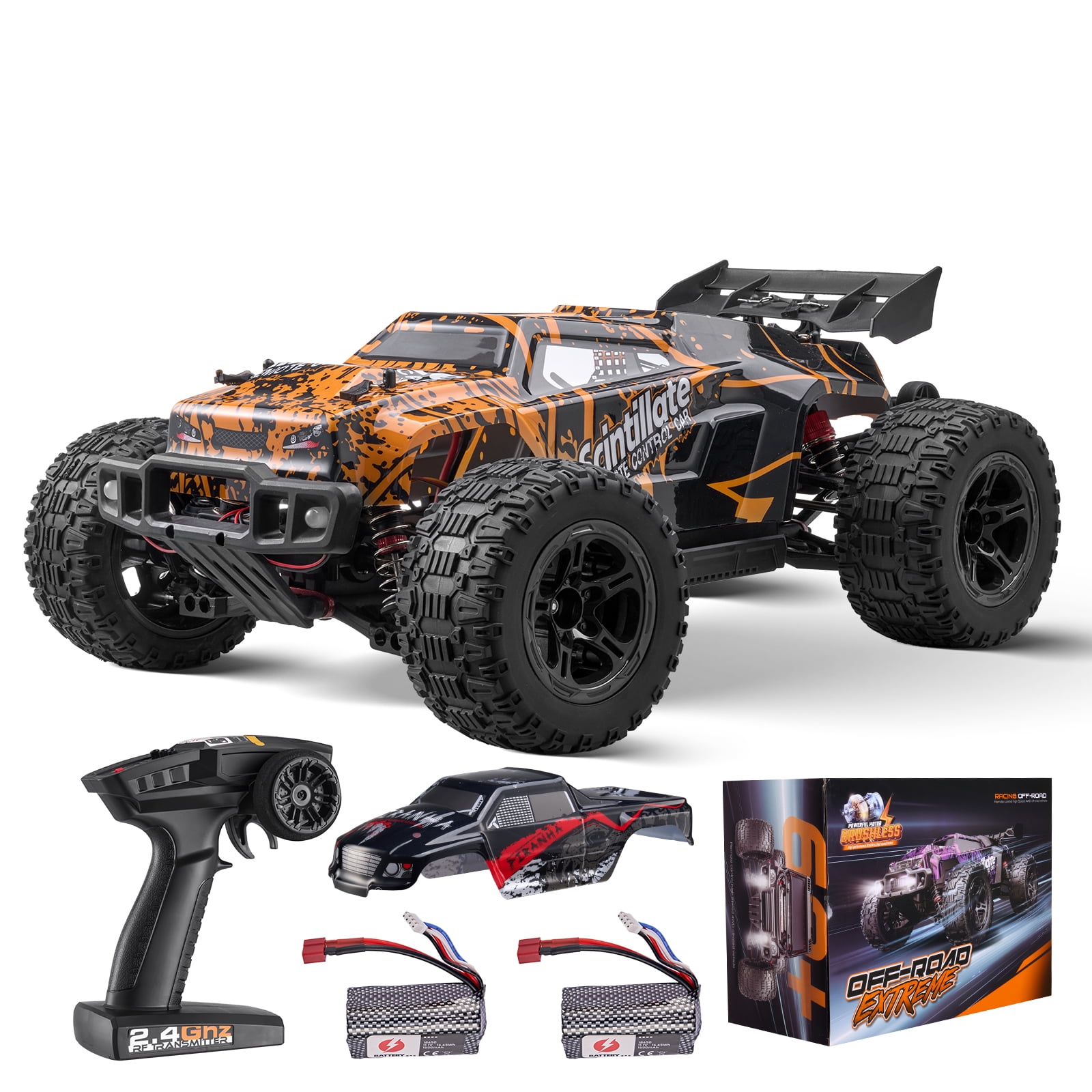 VEVOR Remote Control Car, 1:10 Scale RC Car for Kids, All Terrain 4WD Off-Road Truck with 45 ...